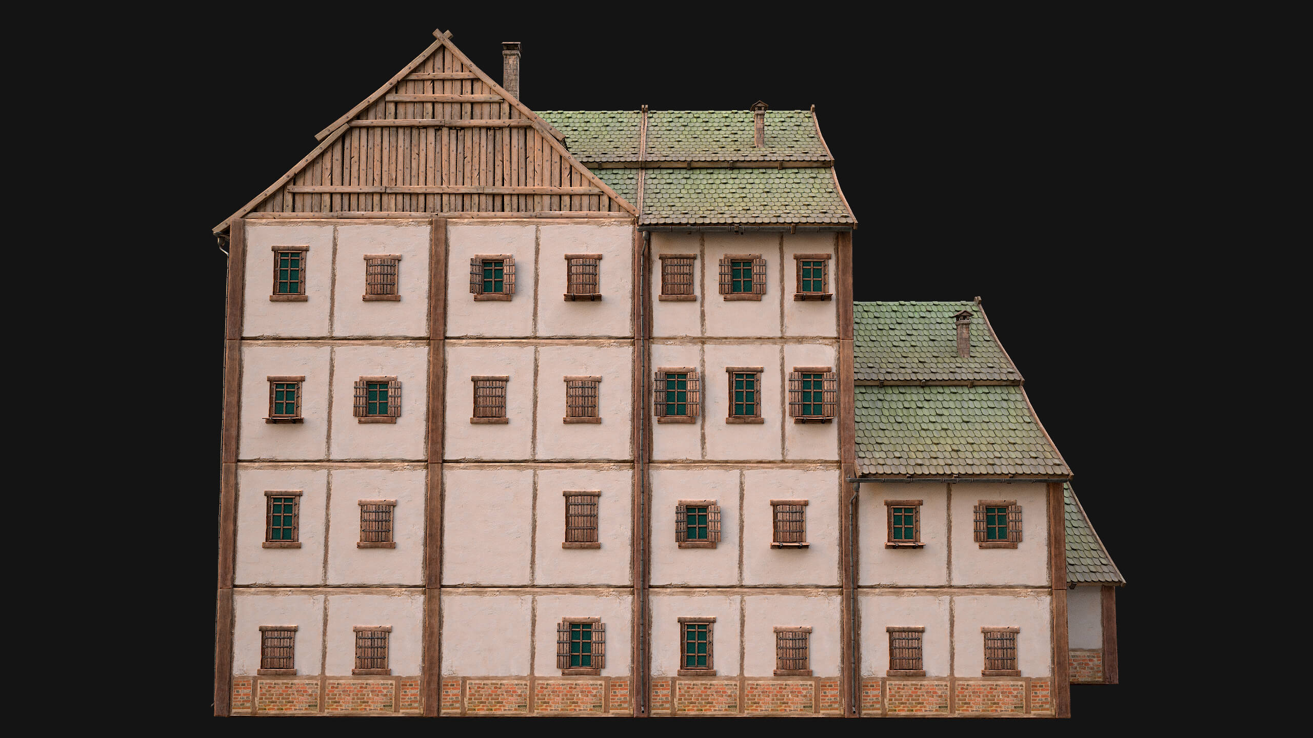 Medieval High Rise House 4 Floors - 3D Model by Dereza