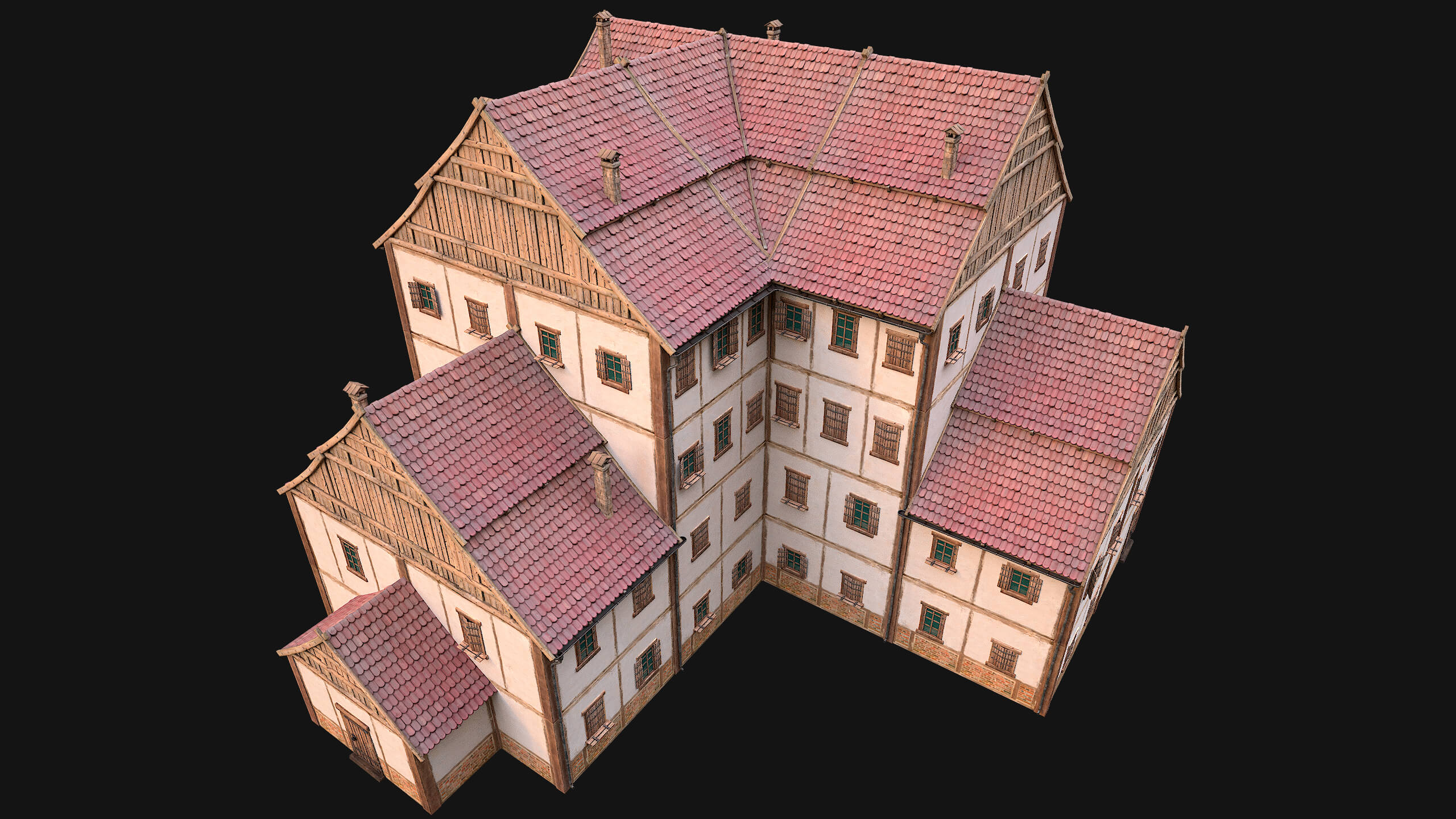 Medieval High Rise House 4 Floors - 3D Model by Dereza