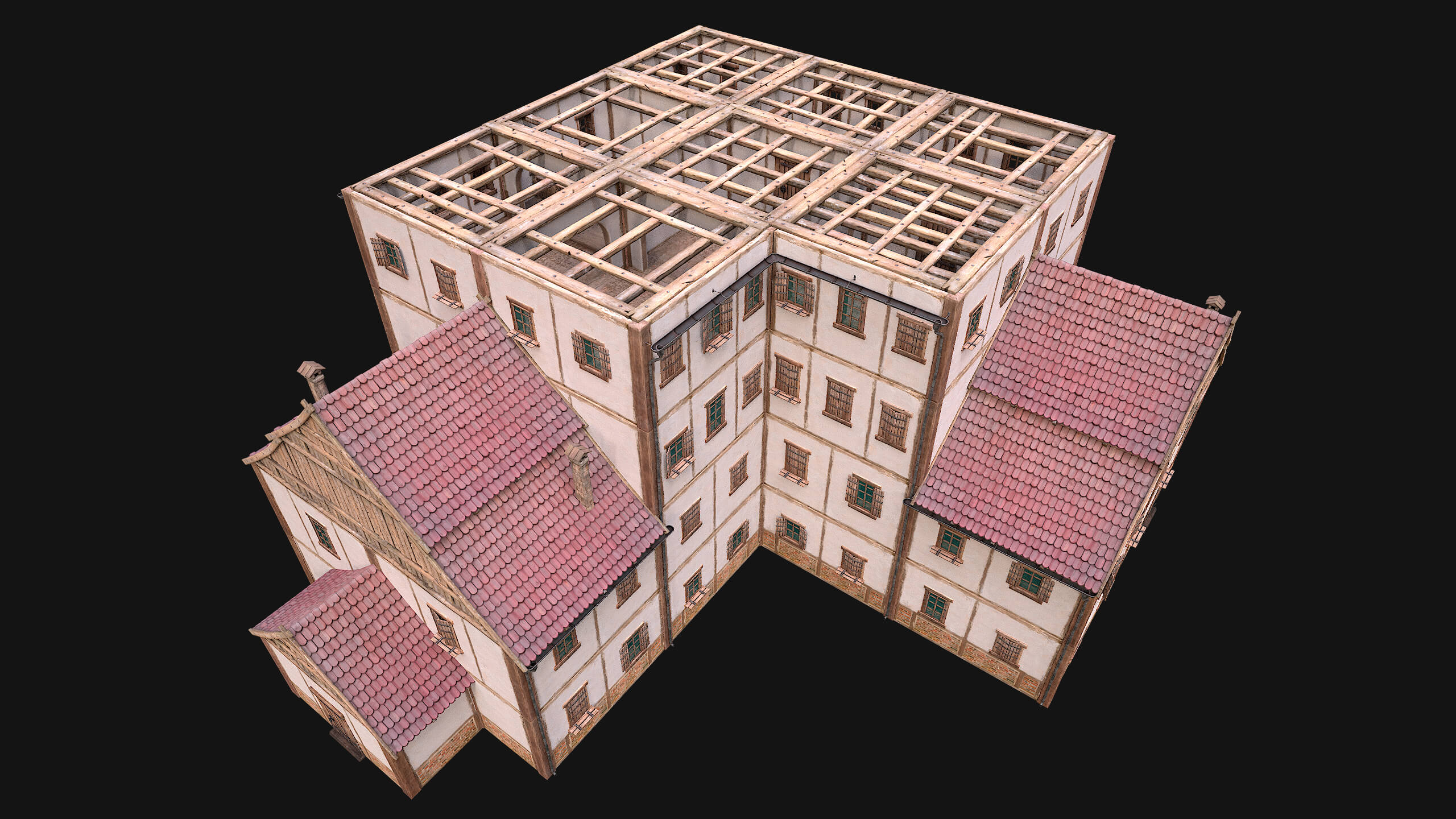 Medieval High Rise House 4 Floors - 3D Model by Dereza