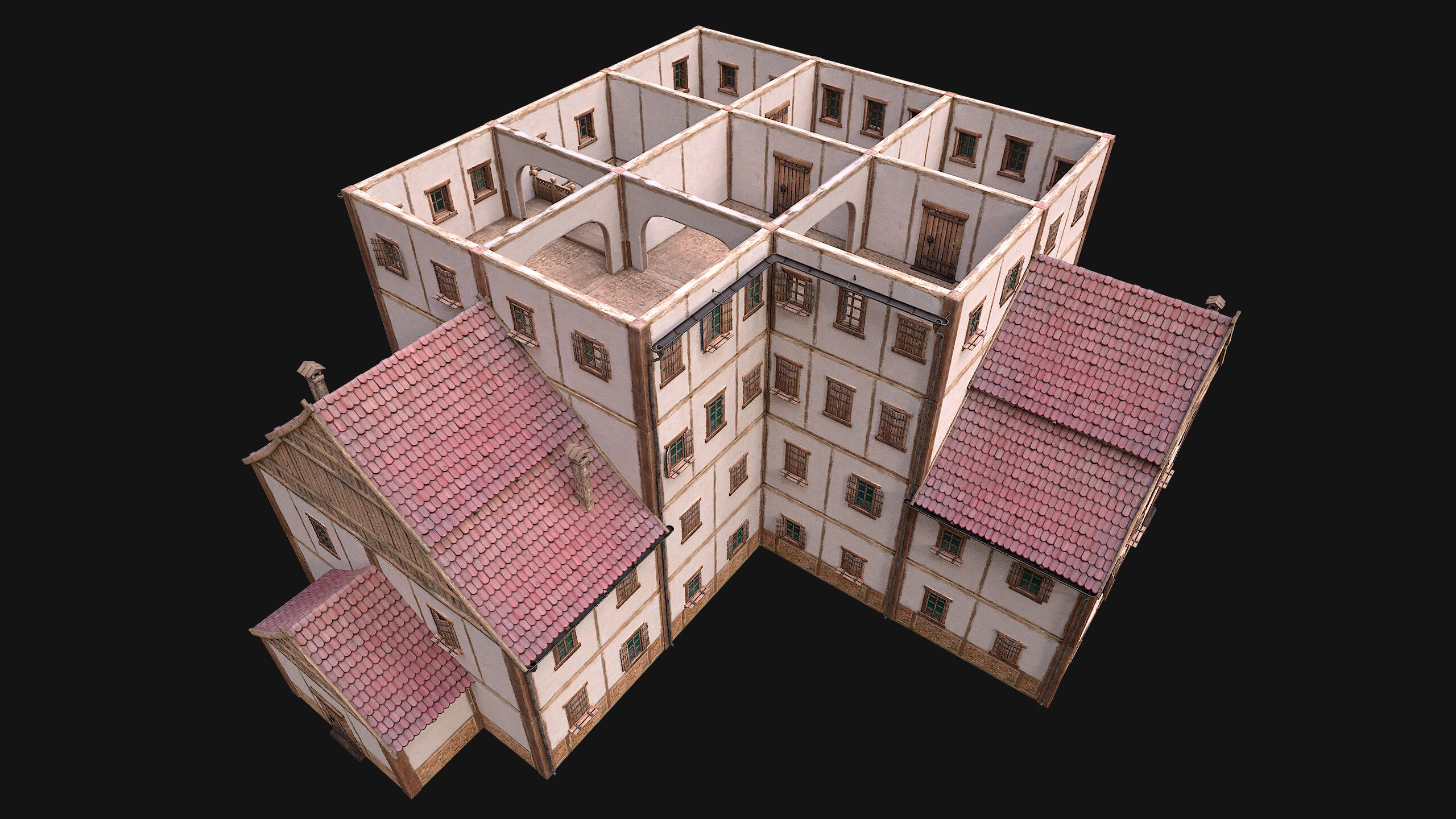 Medieval High Rise House 4 Floors - 3D Model by Dereza
