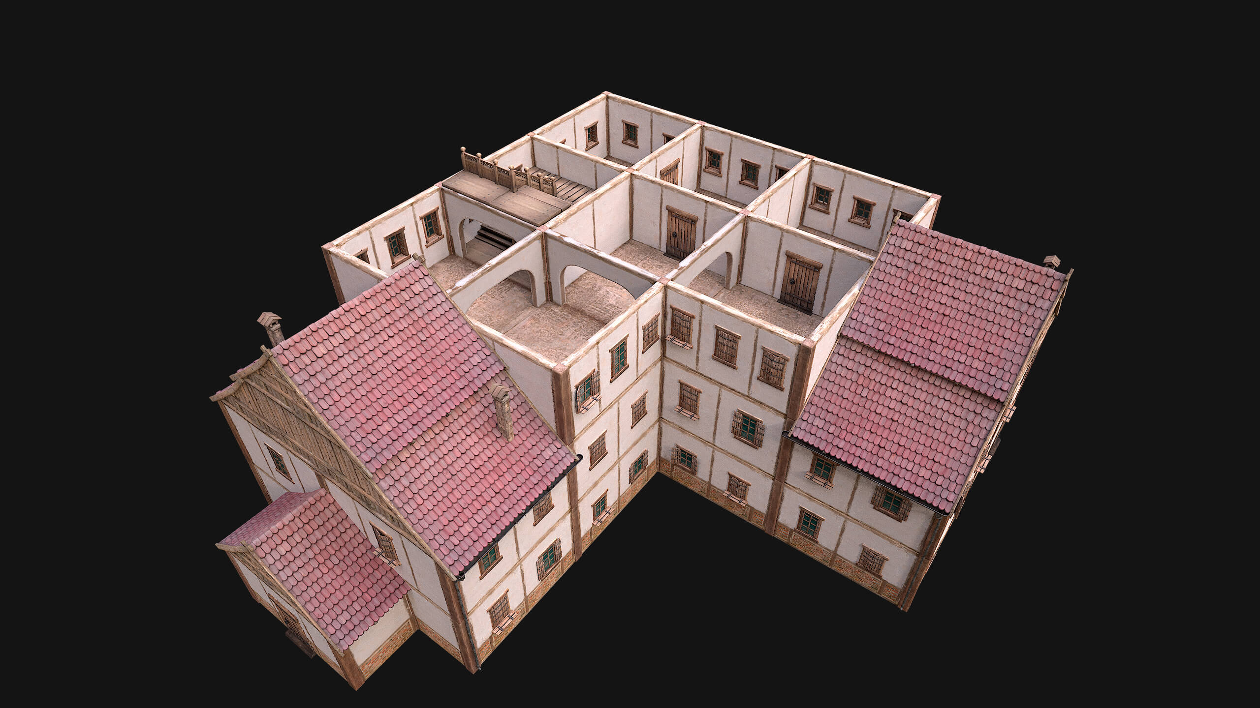 Medieval High Rise House 4 Floors - 3D Model by Dereza