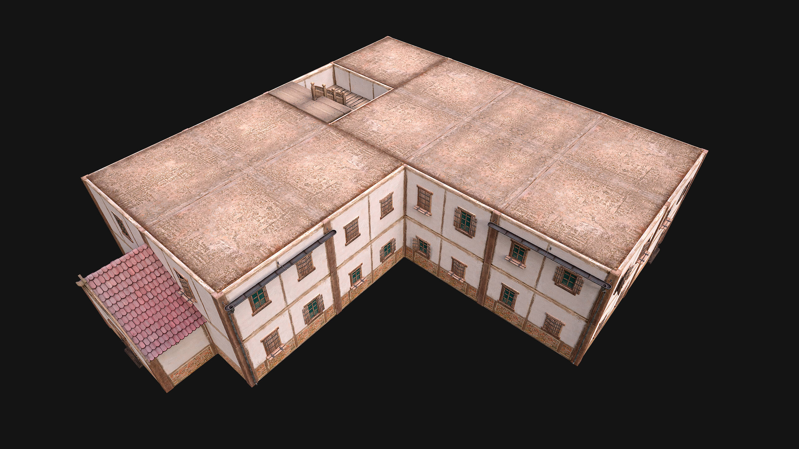 Medieval High Rise House 4 Floors - 3D Model by Dereza