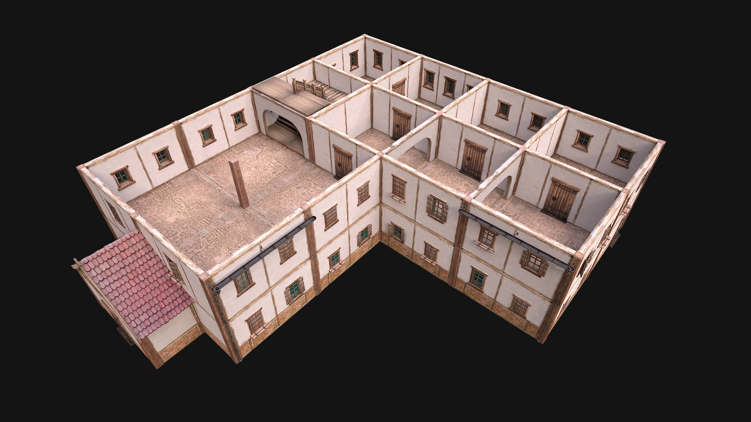 Medieval High Rise House 4 Floors - 3D Model by Dereza