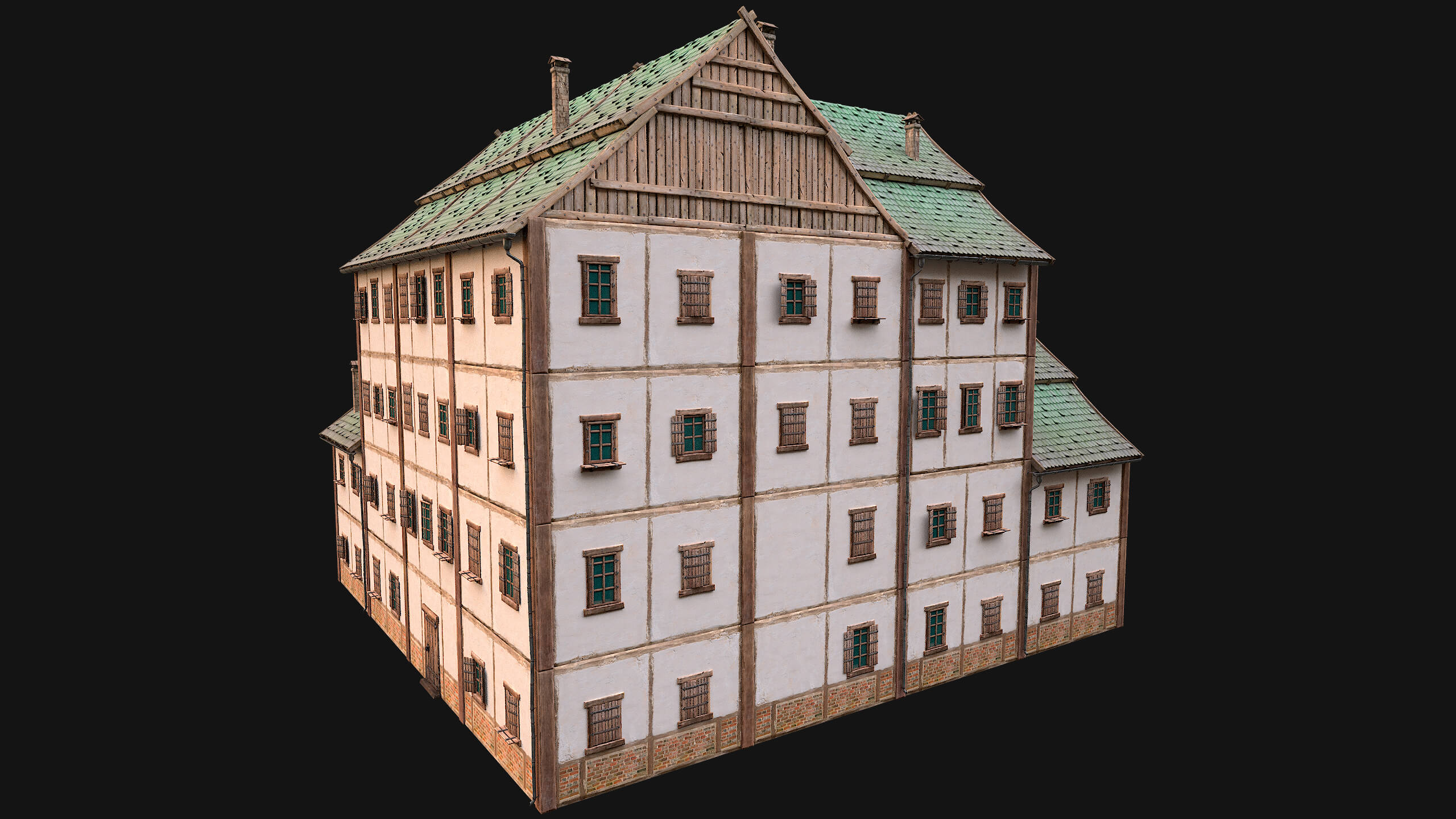 Medieval High Rise House 4 Floors - 3D Model by Dereza