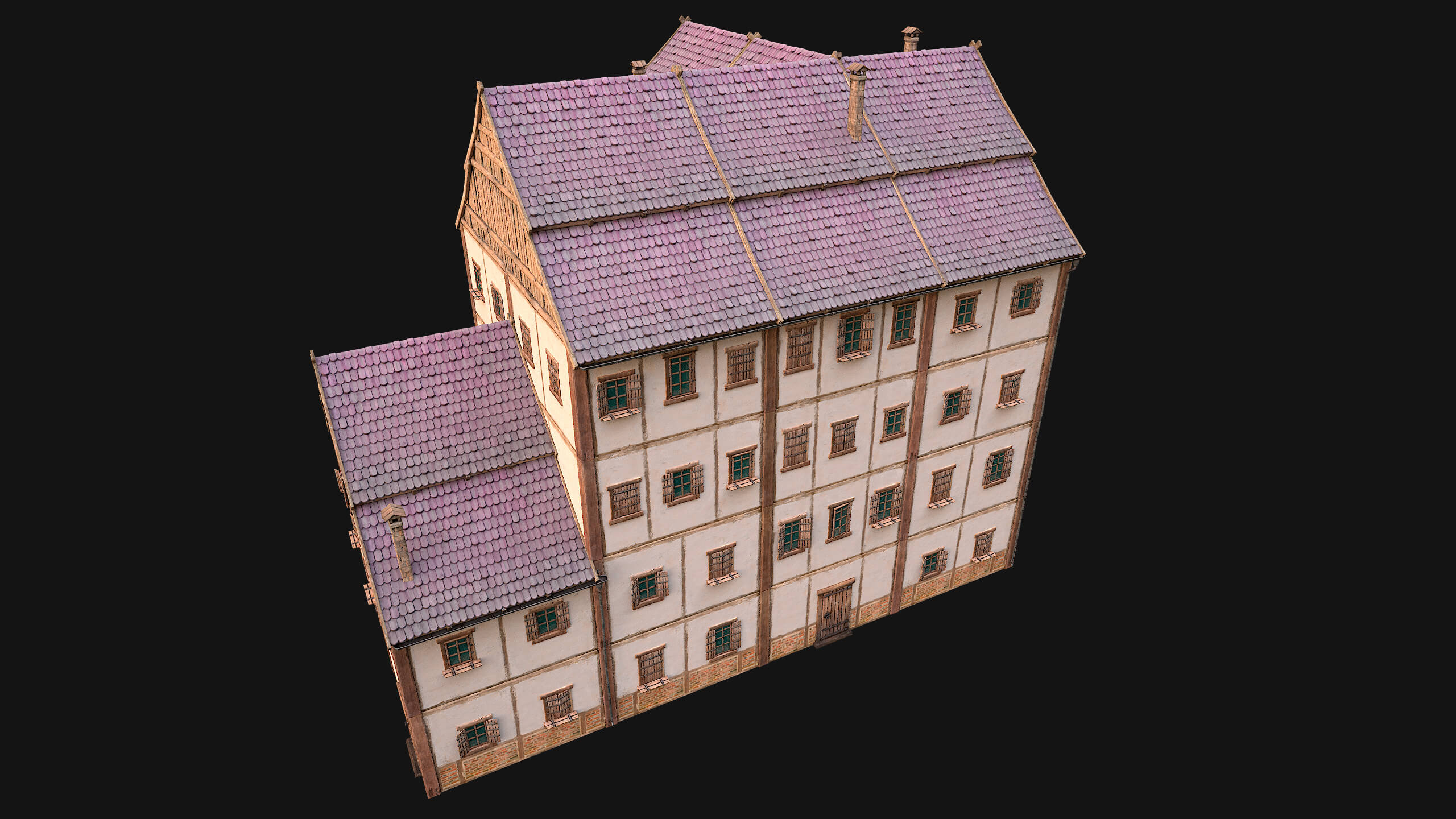 Medieval High Rise House 4 Floors - 3D Model by Dereza