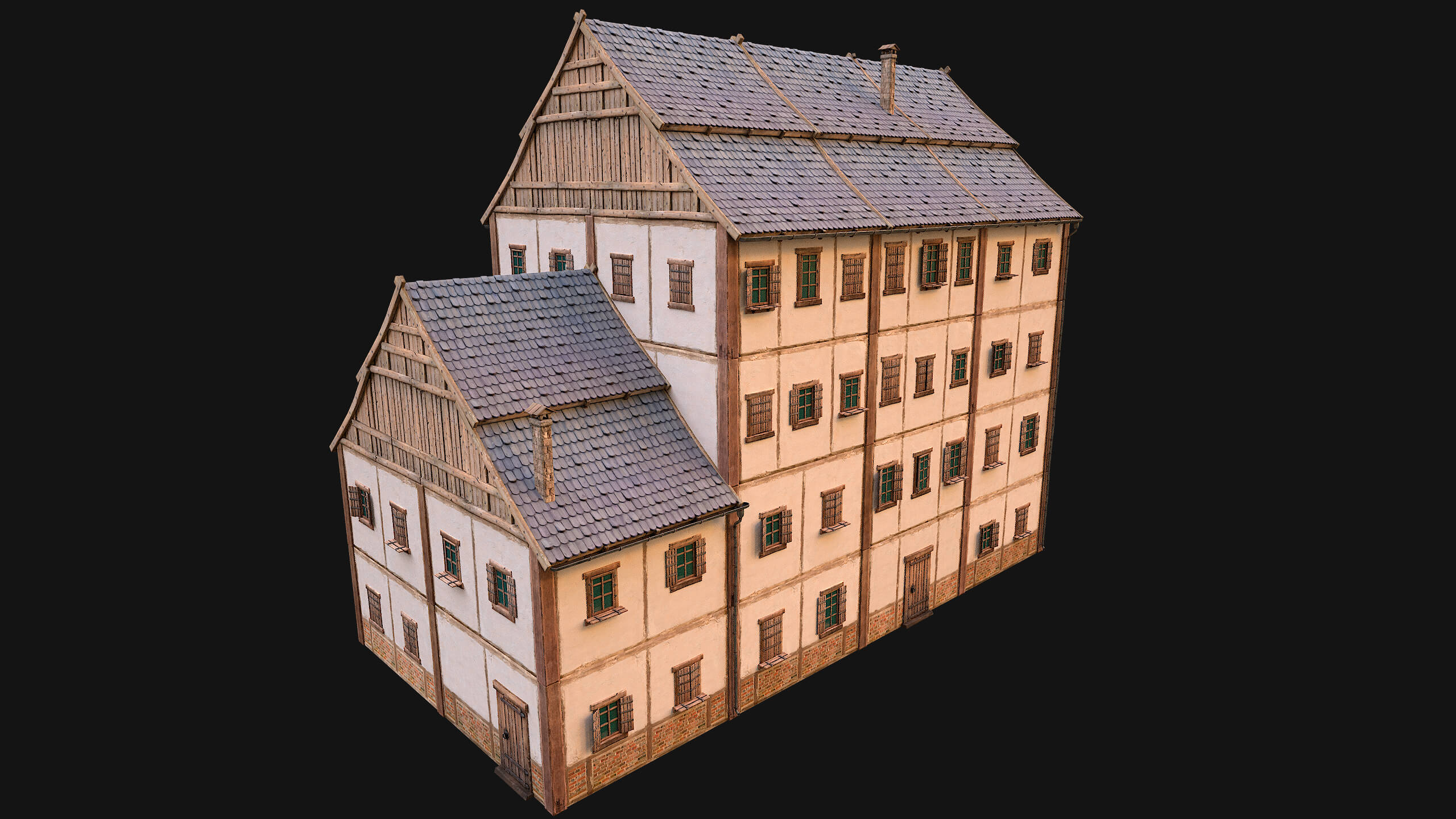 Medieval High Rise House 4 Floors - 3D Model by Dereza