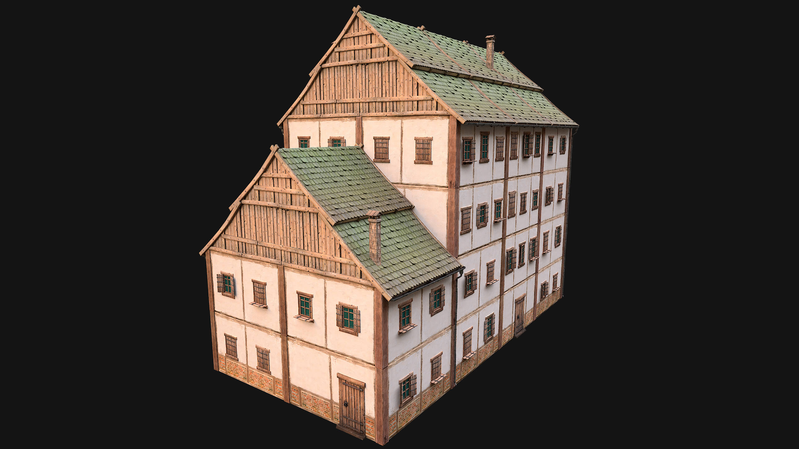 Medieval High Rise House 4 Floors - 3D Model by Dereza