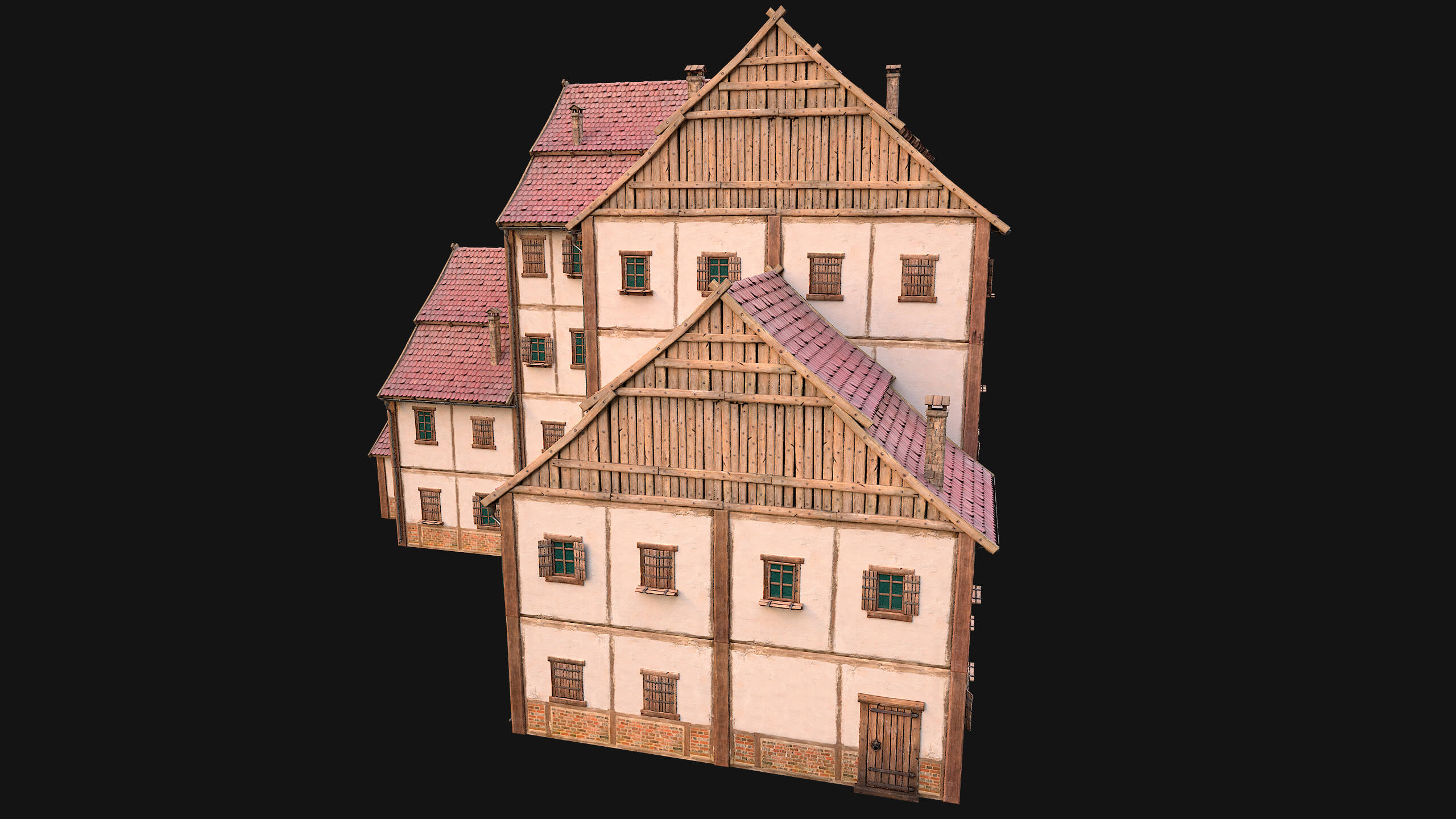 Medieval High Rise House 4 Floors - 3D Model by Dereza