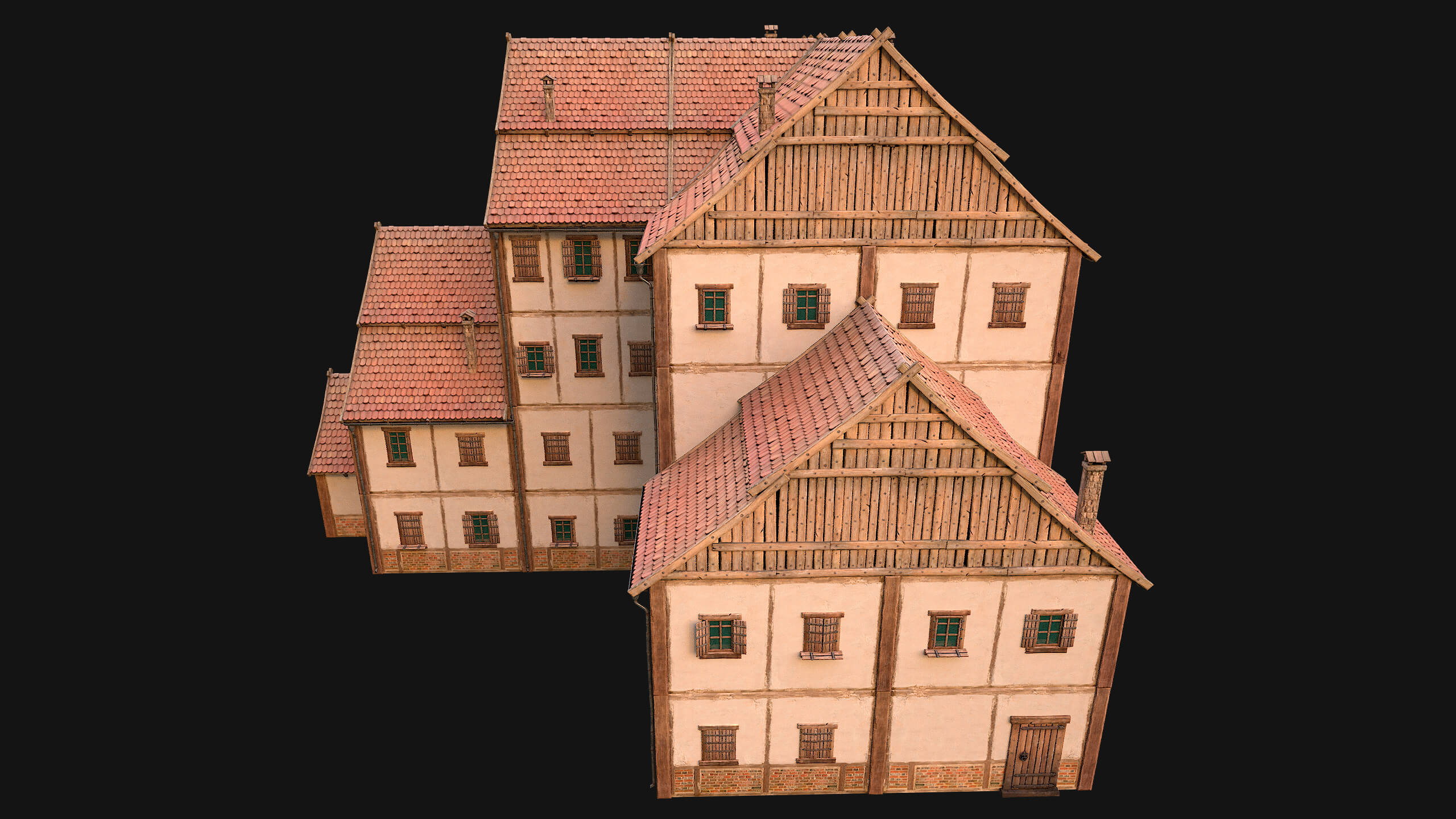 Medieval High Rise House 4 Floors - 3D Model by Dereza