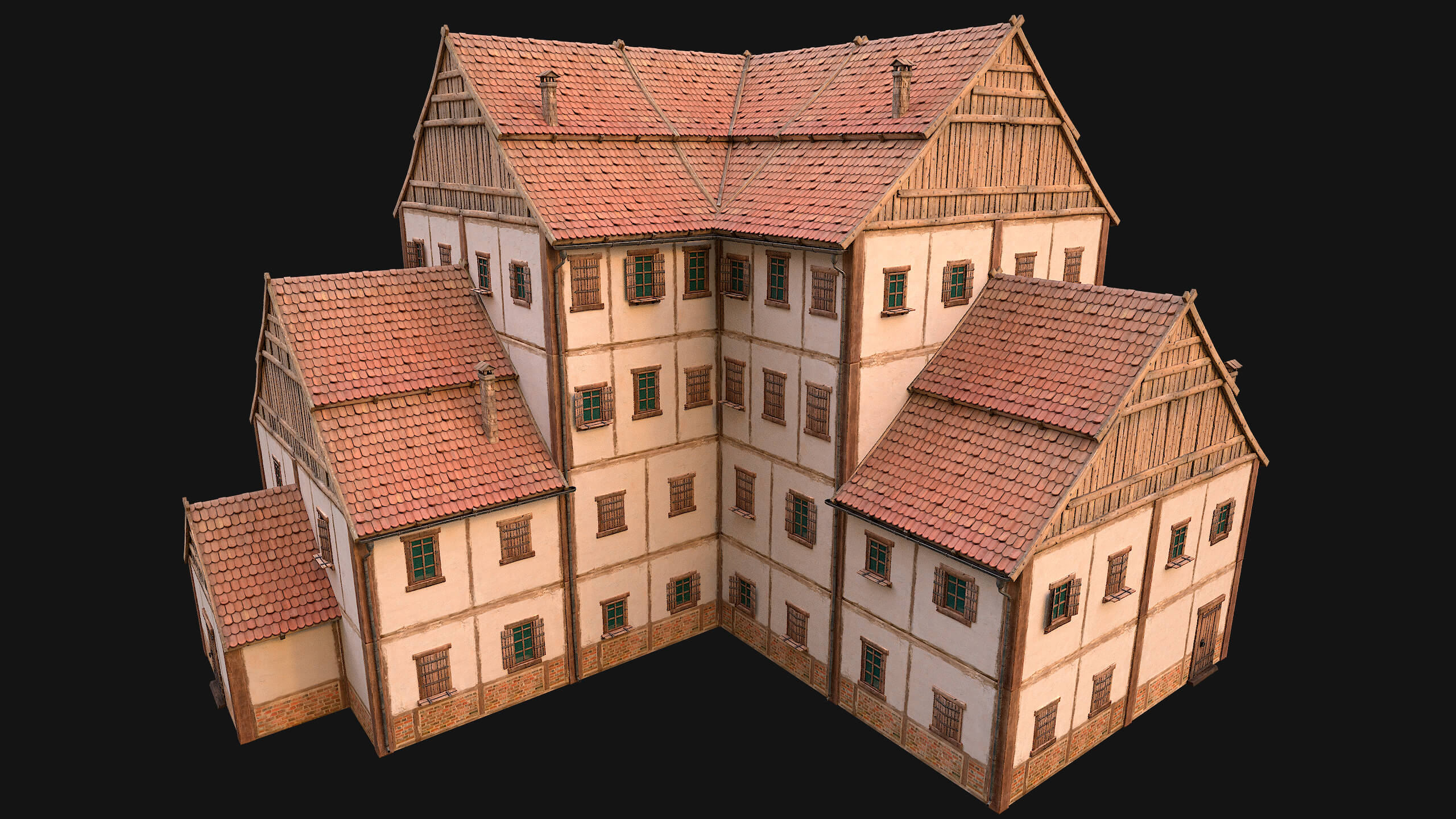 Medieval High Rise House 4 Floors - 3D Model by Dereza