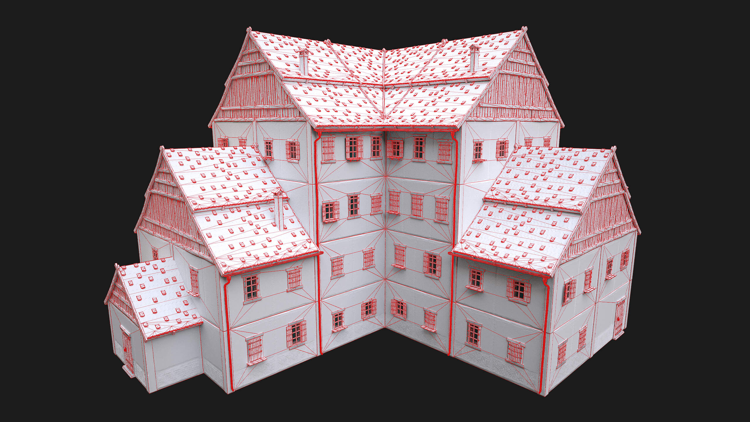 Medieval High Rise House 4 Floors - 3D Model by Dereza