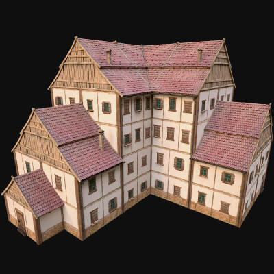 Medieval High Rise House 4 Floors - 3D Model by Dereza