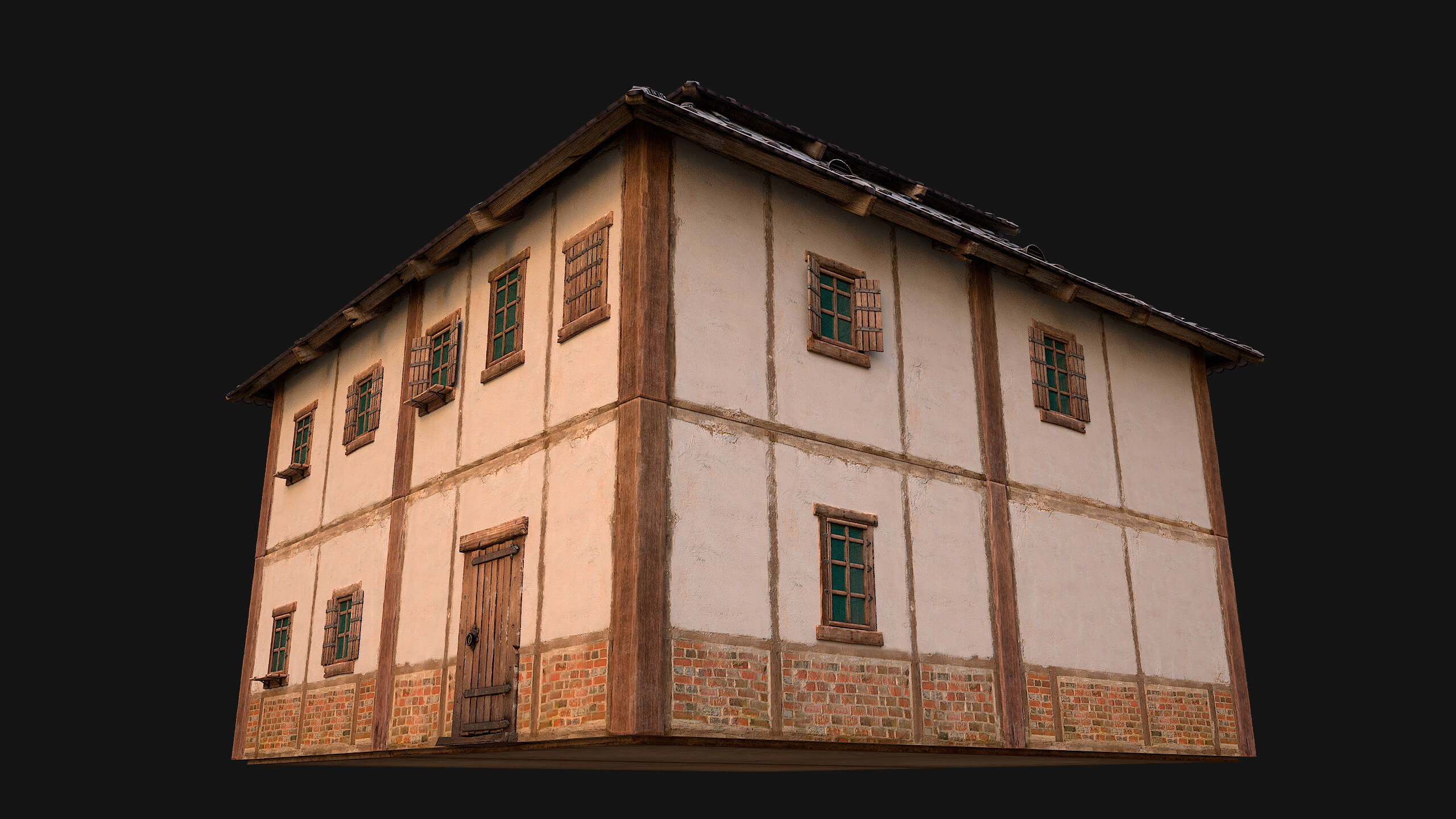 Medieval Two Story House - 3D Model by Dereza