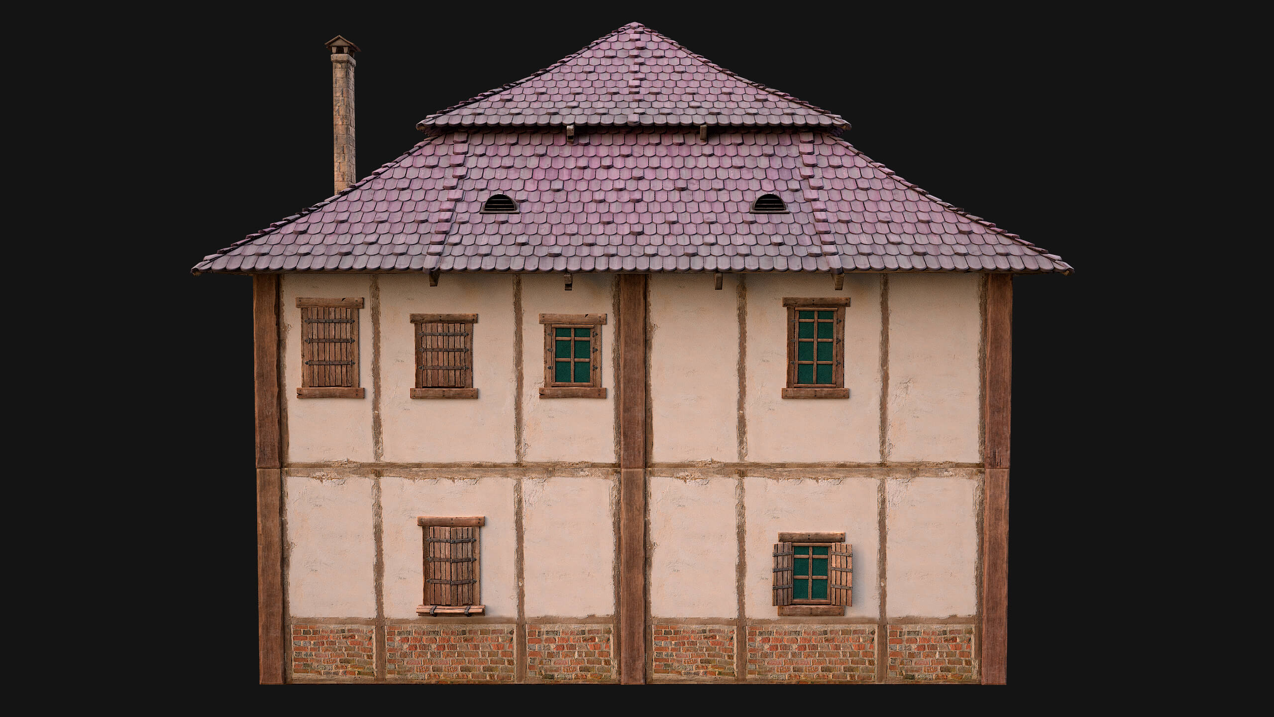 Medieval Two Story House - 3D Model by Dereza