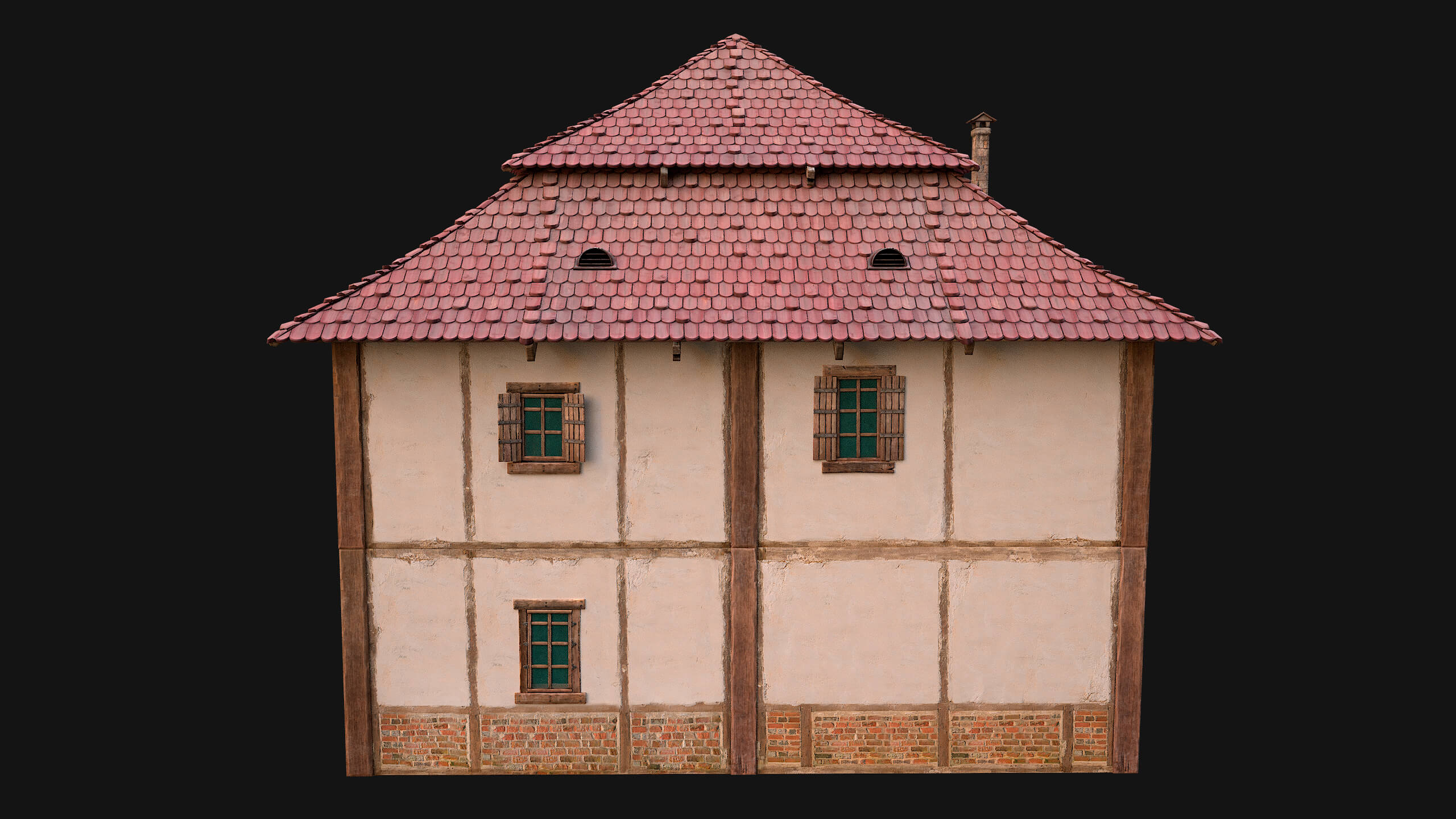 Medieval Two Story House - 3D Model by Dereza