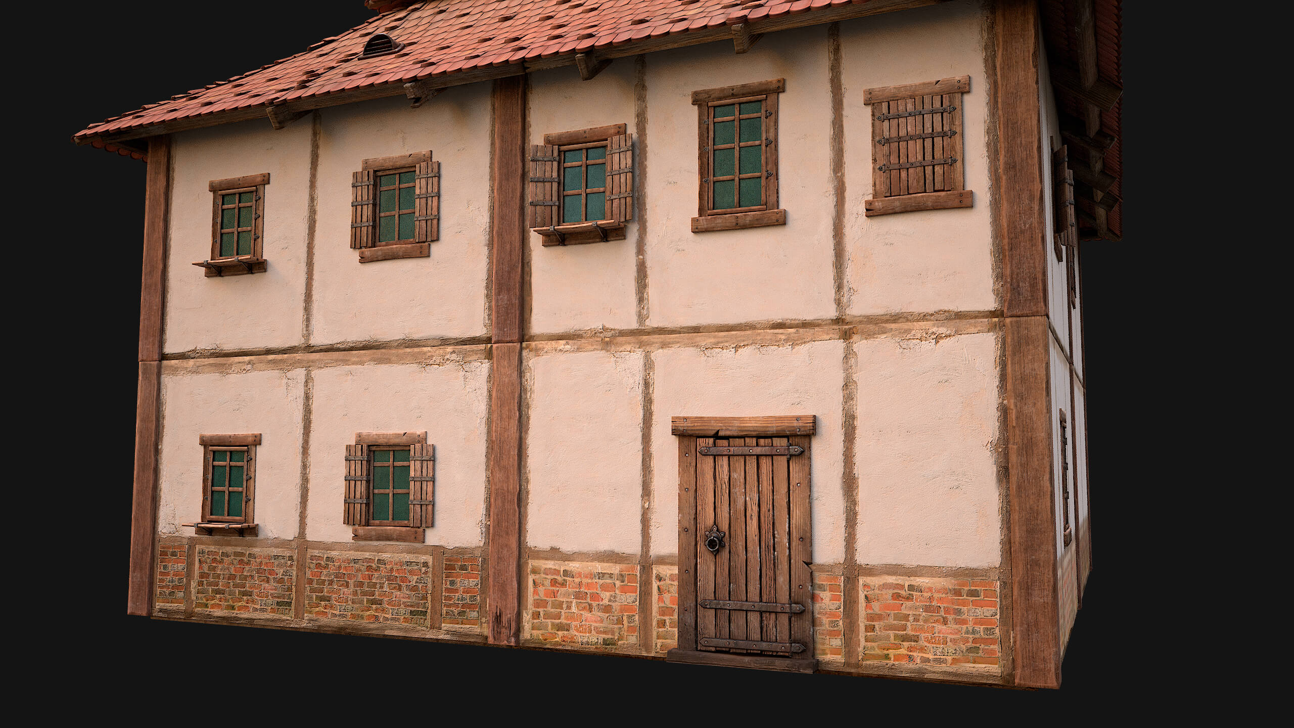 Medieval Two Story House - 3D Model by Dereza