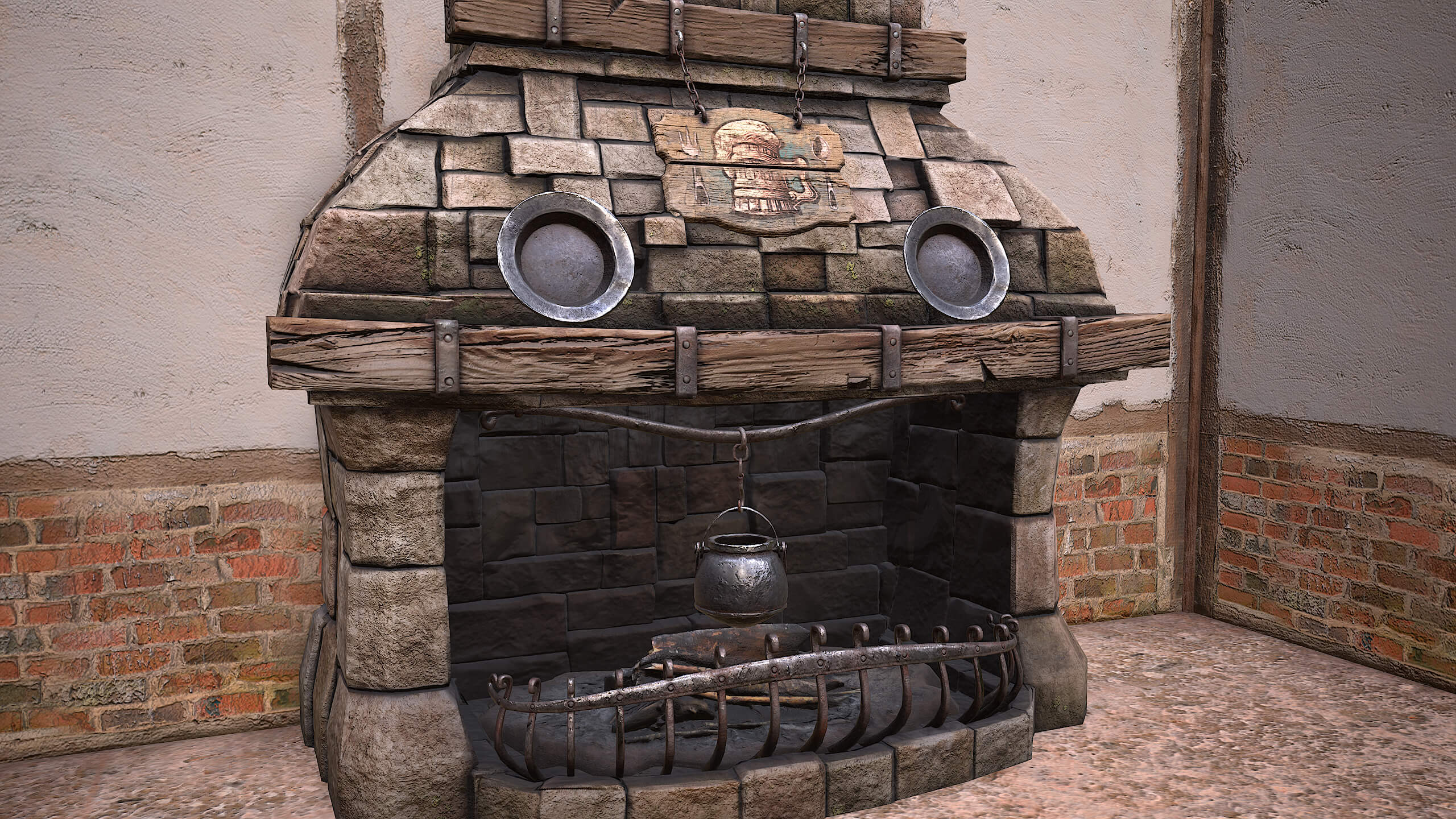 Medieval Two Story House - 3D Model by Dereza
