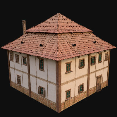 Medieval Two Story House - 3D Model by Dereza