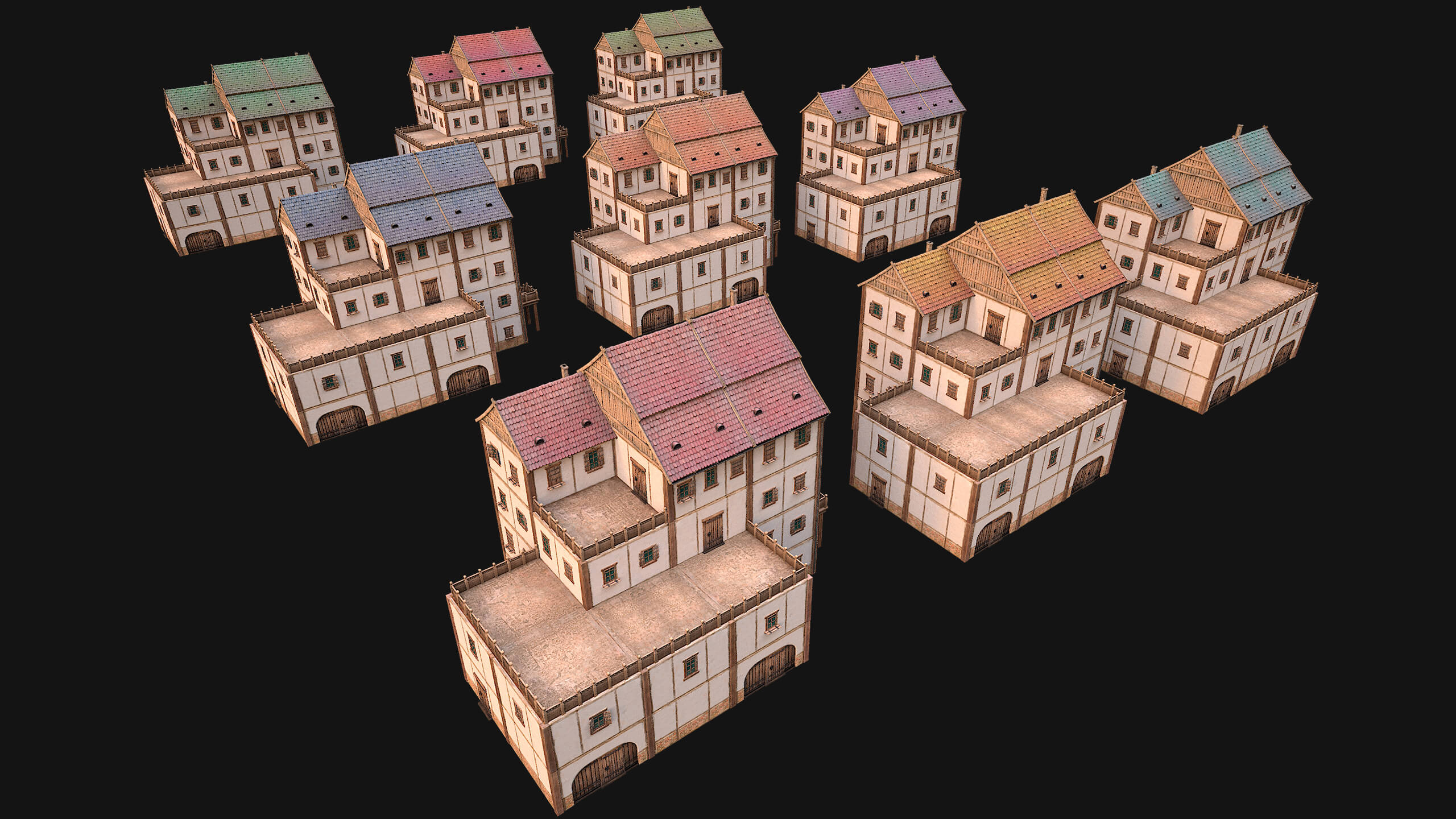 Medieval Skyscraper House With Barn - 3D Model by Dereza