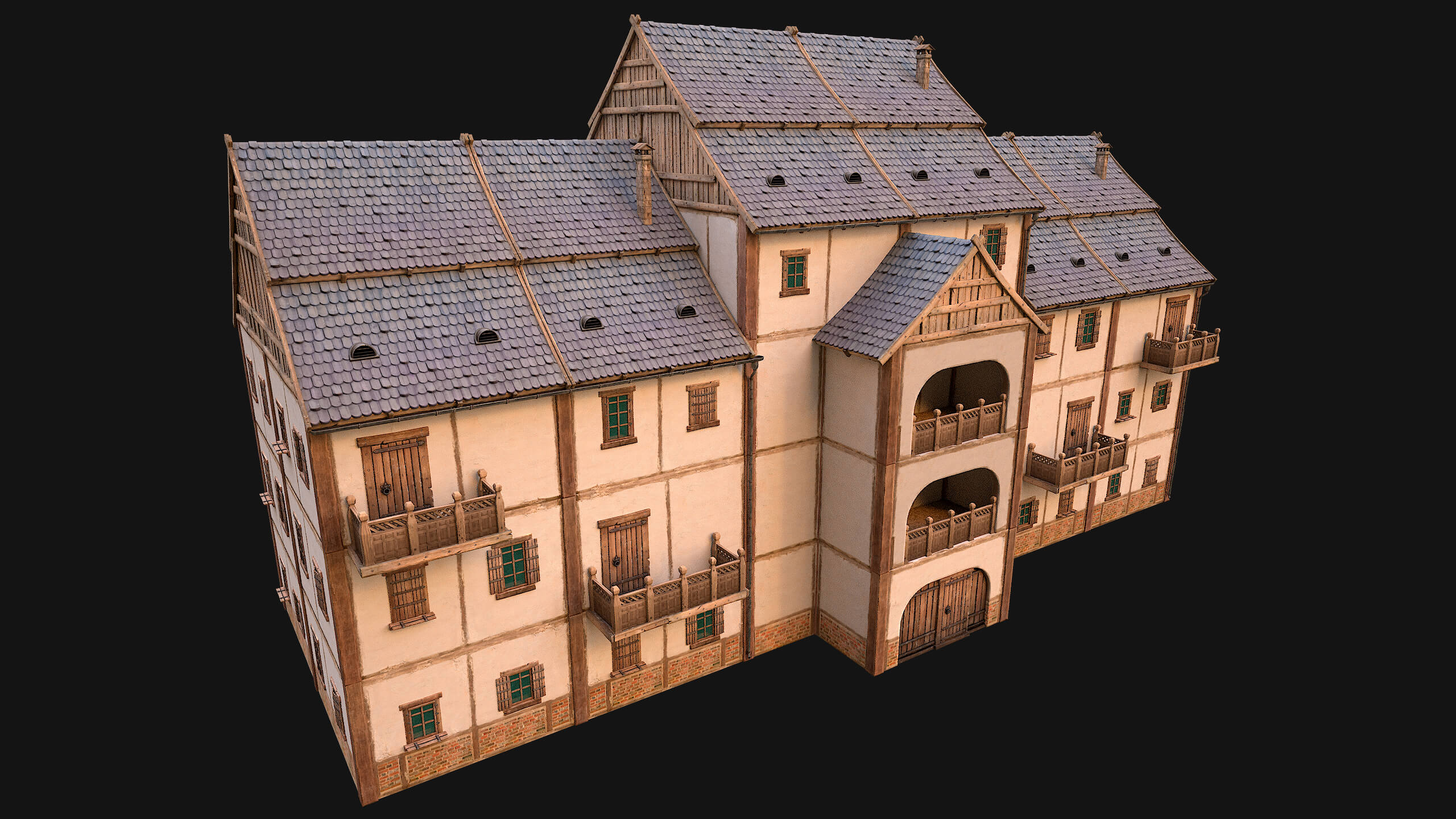 Medieval House Cottage - 3D Model by Dereza