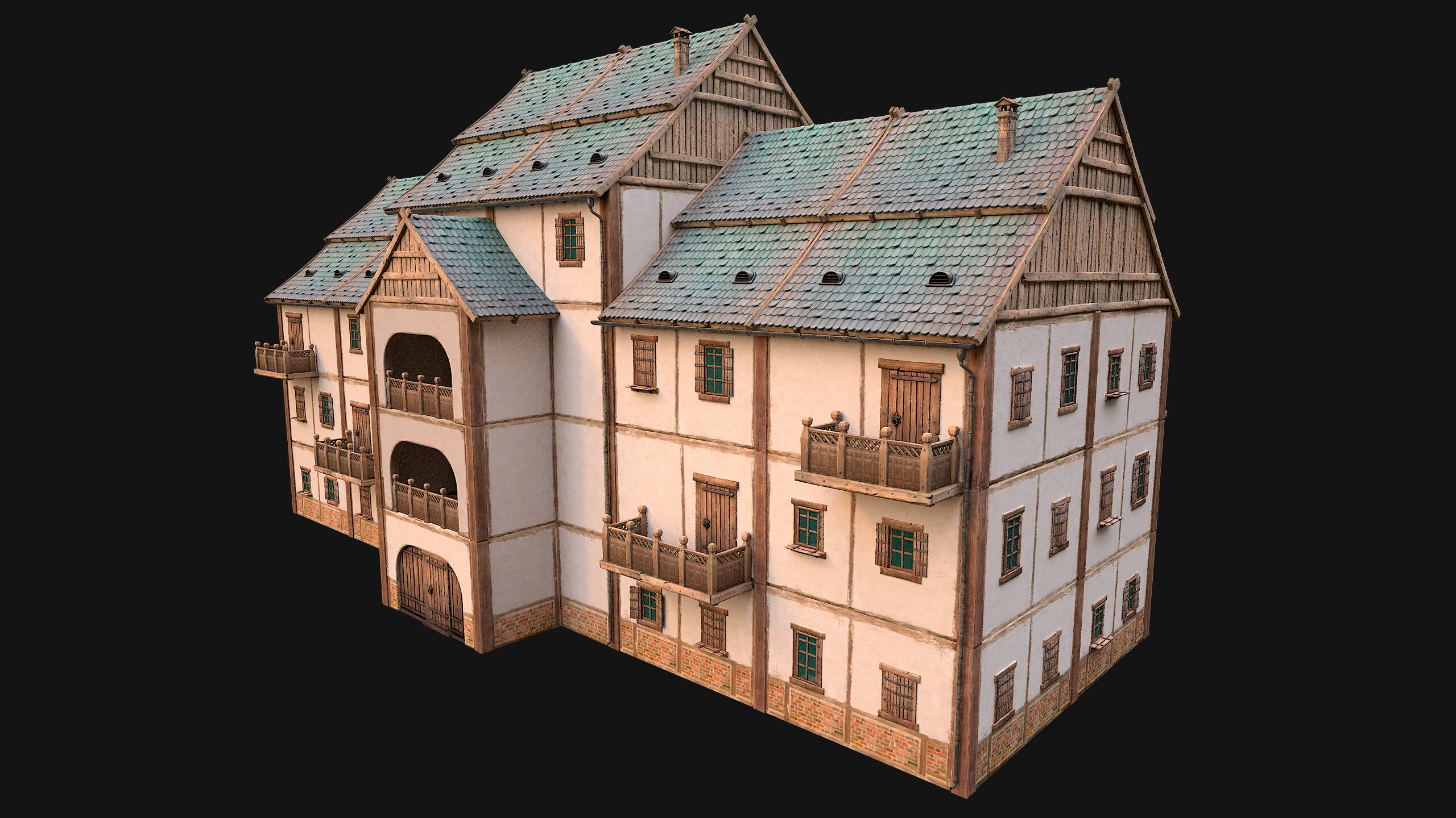 Medieval House Cottage - 3D Model by Dereza