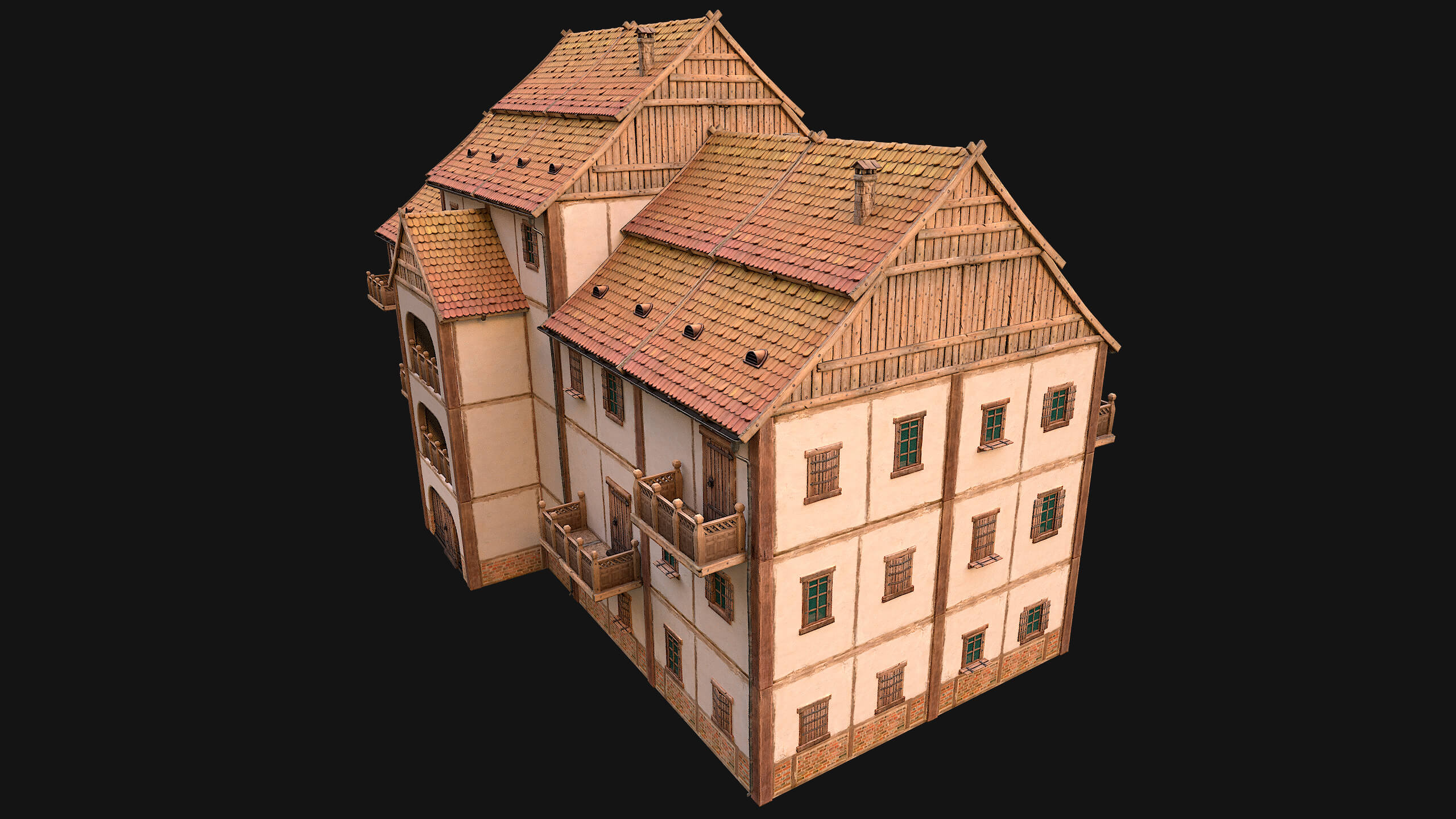 Medieval House Cottage - 3D Model by Dereza