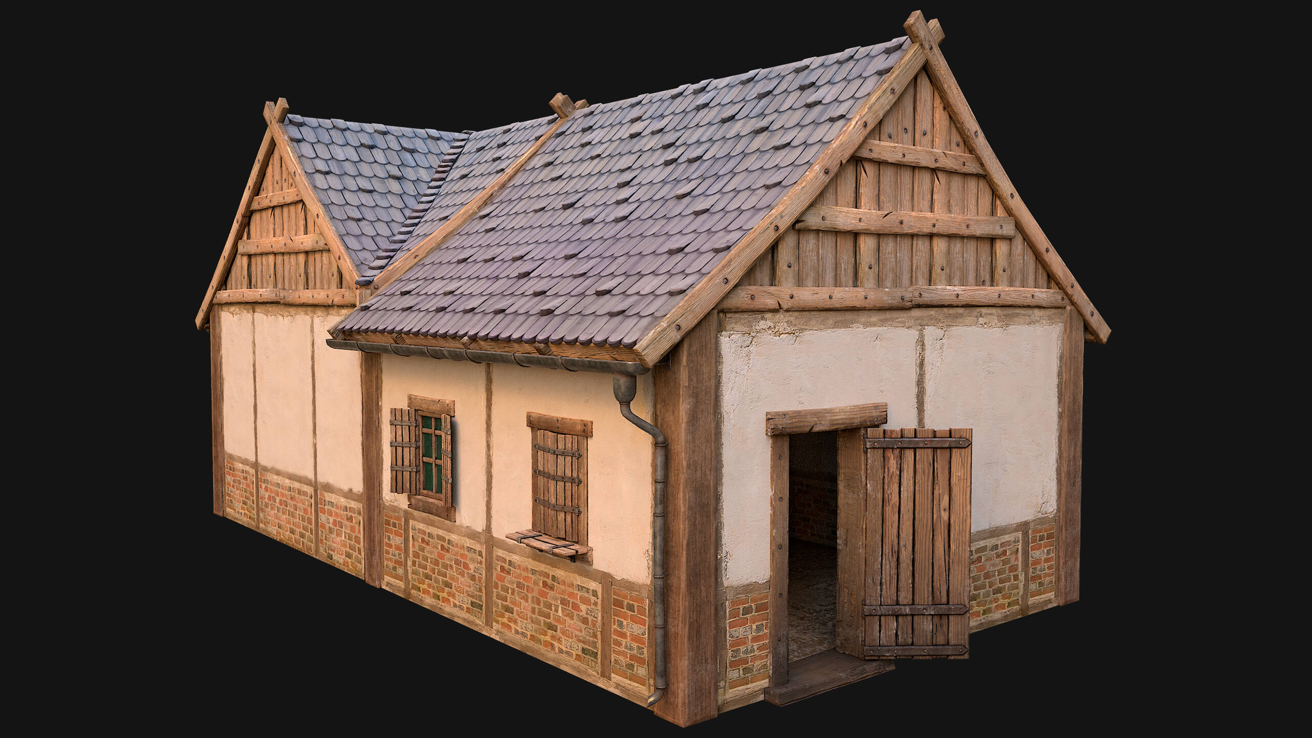 Medieval House 1 Cottage - 3D Model by Dereza