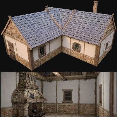 Medieval House 1 Cottage - 3D Model by Dereza