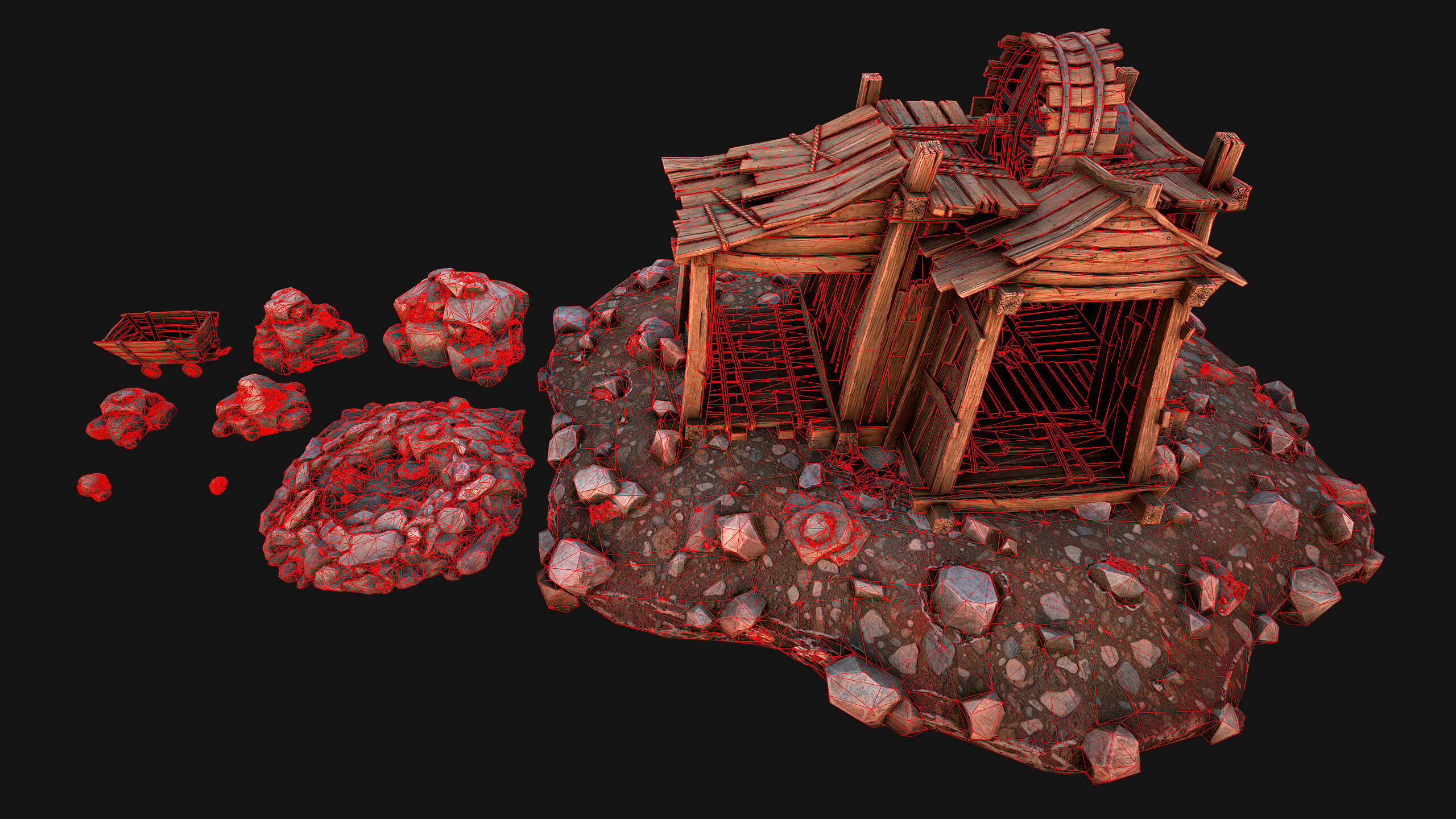 Medieval Iron Metal Ore Mine - 3D Model by Dereza
