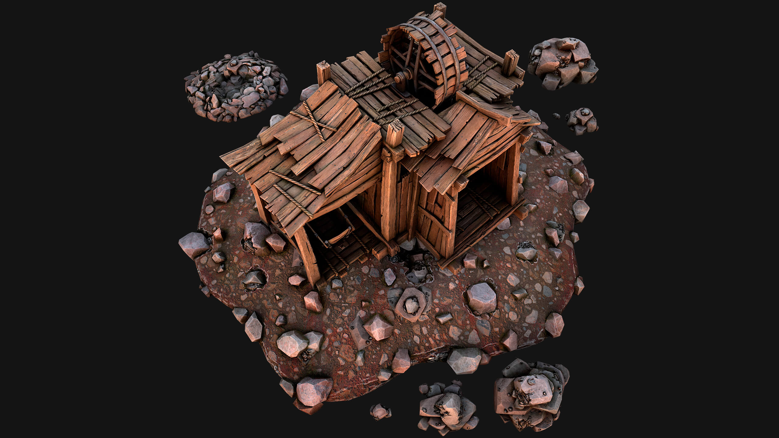 Medieval Iron Metal Ore Mine - 3D Model by Dereza