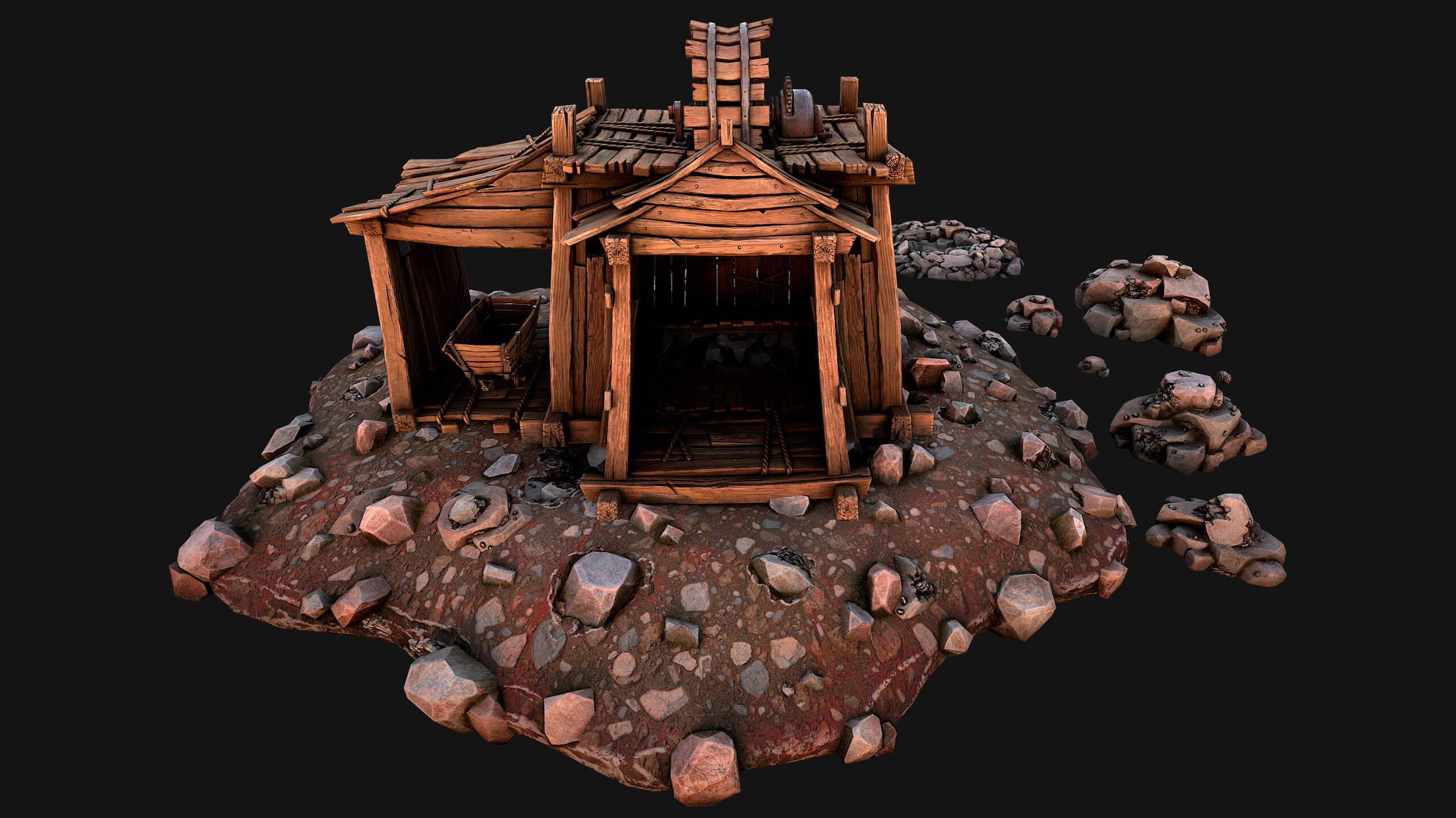 Medieval Iron Metal Ore Mine - 3D Model by Dereza