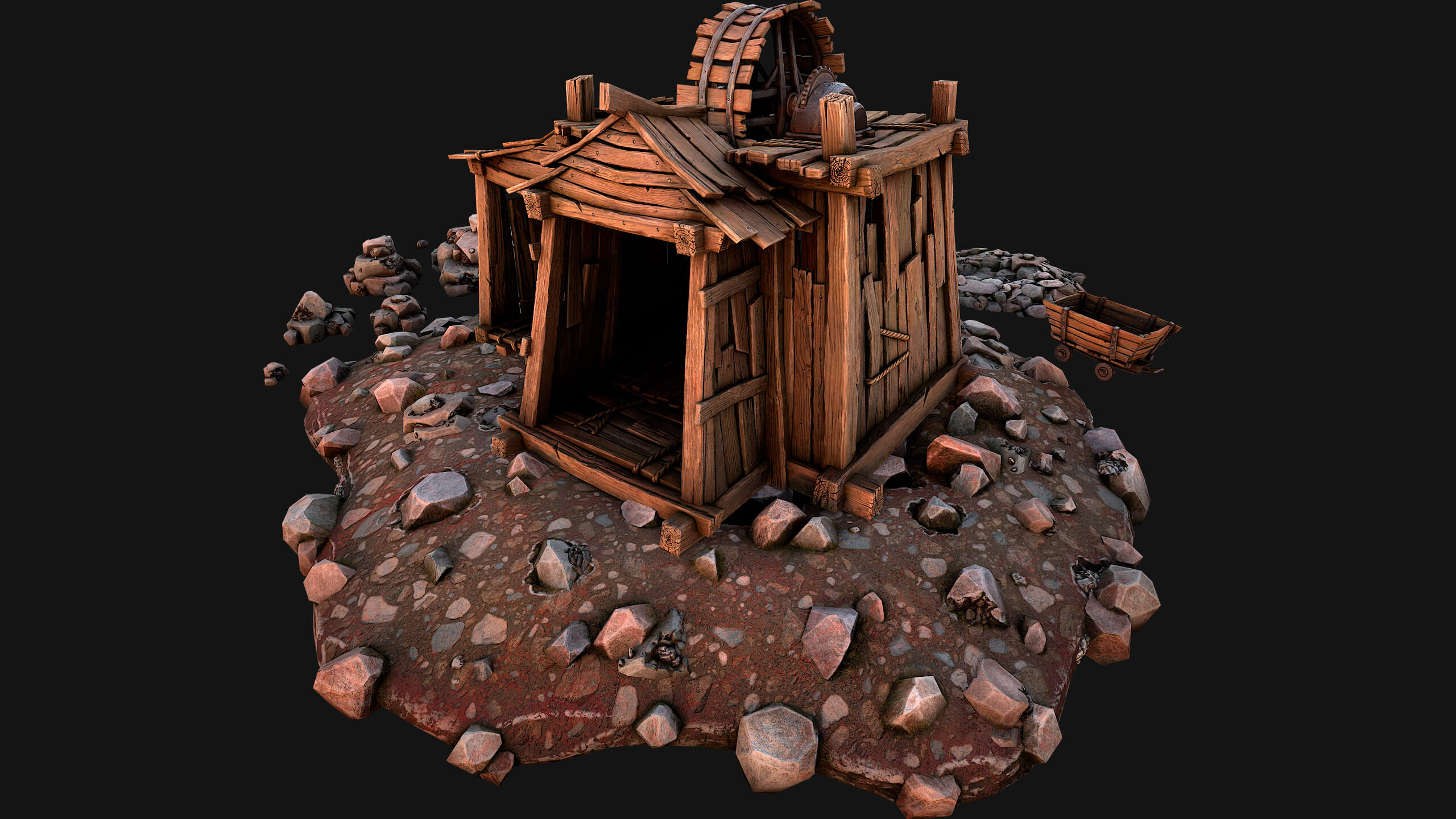 Medieval Iron Metal Ore Mine - 3D Model by Dereza
