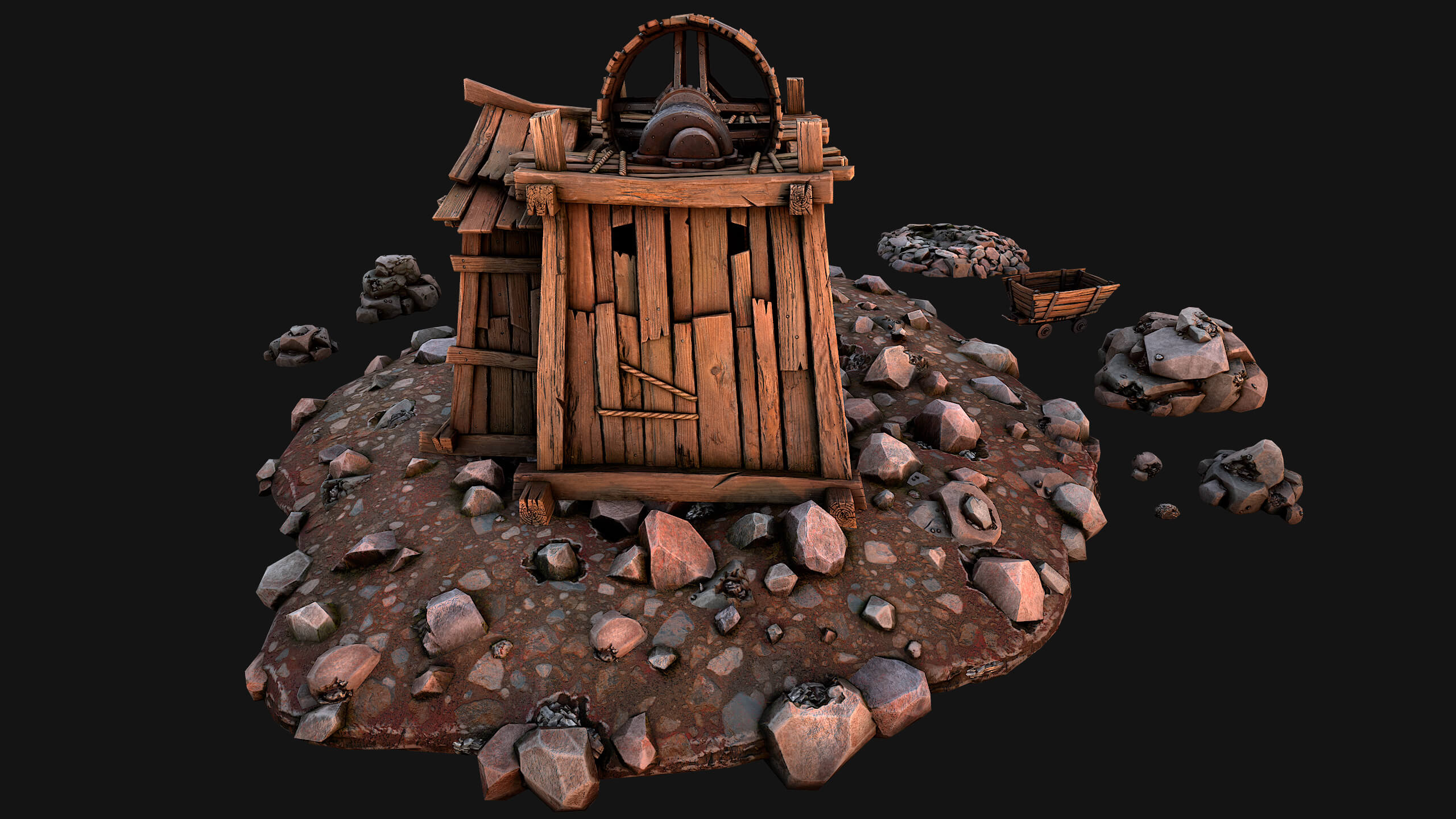 Medieval Iron Metal Ore Mine - 3D Model by Dereza
