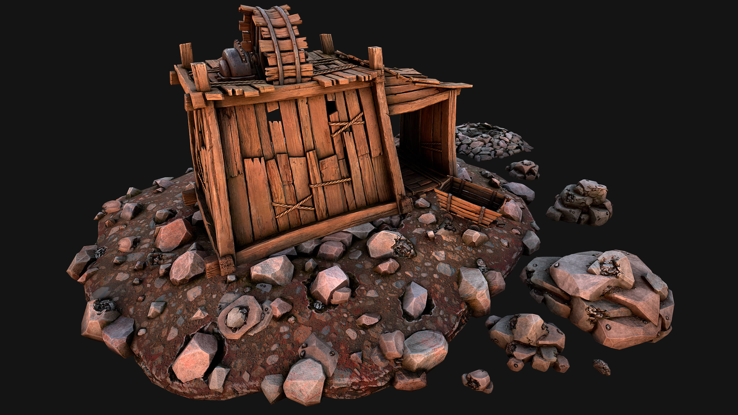 Medieval Iron Metal Ore Mine - 3D Model by Dereza