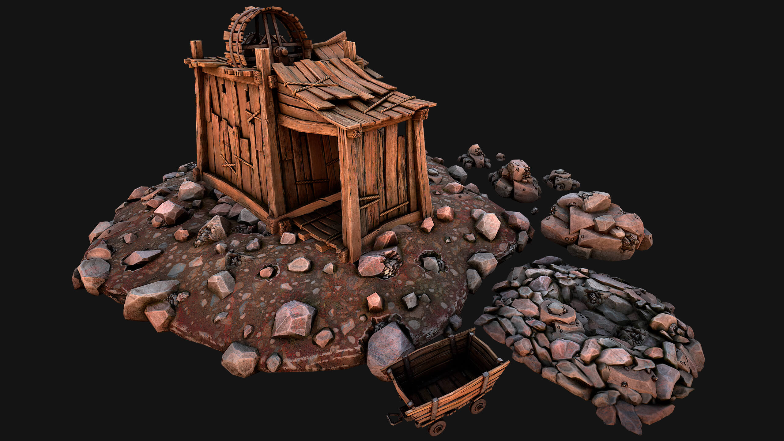 Medieval Iron Metal Ore Mine - 3D Model by Dereza