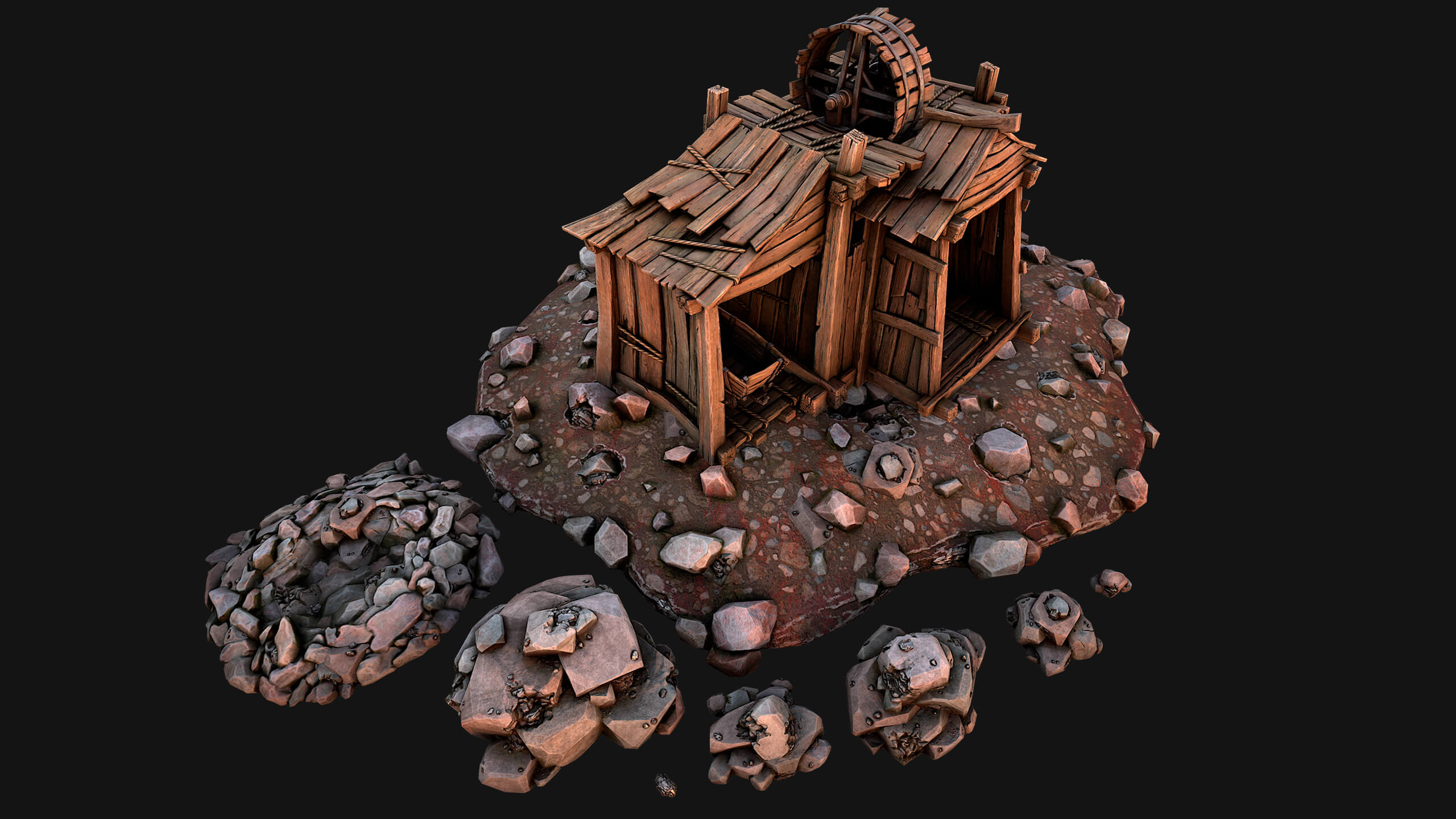 Medieval Iron Metal Ore Mine - 3D Model by Dereza
