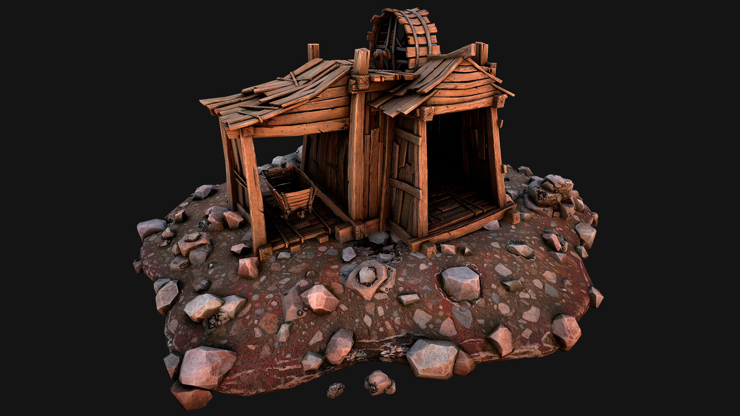 Medieval Iron Metal Ore Mine - 3D Model by Dereza