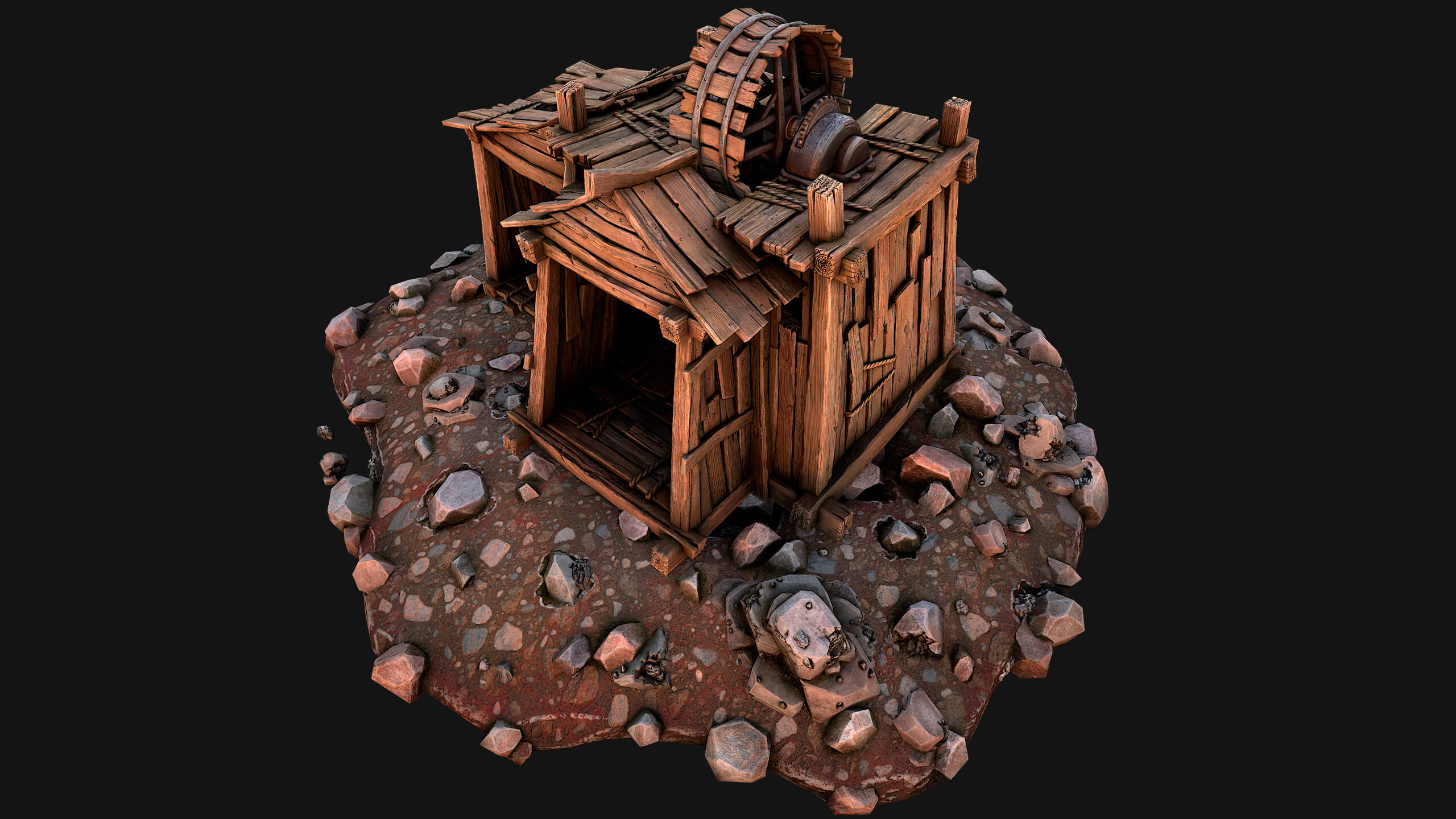 Medieval Iron Metal Ore Mine - 3D Model by Dereza