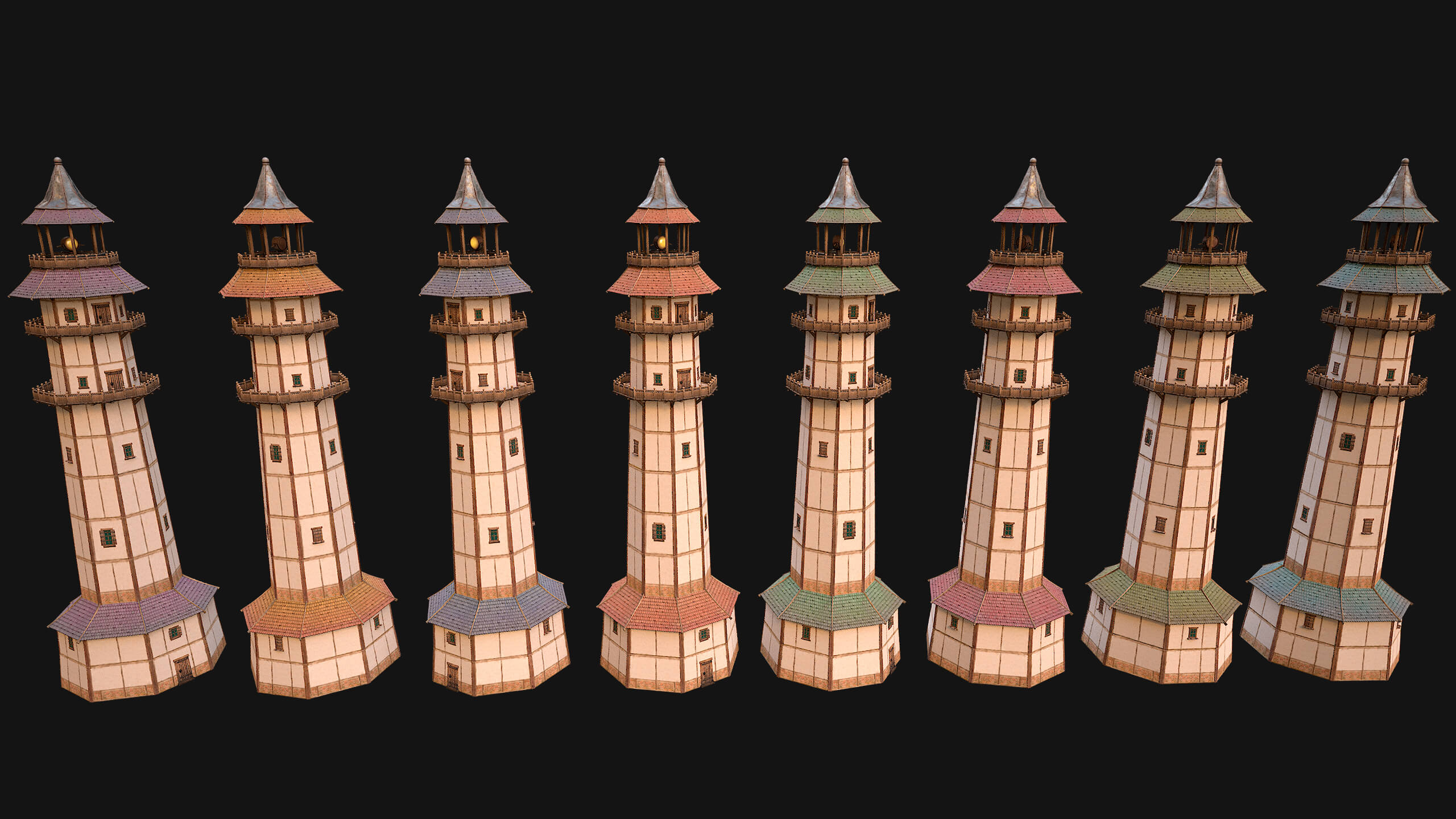 Medieval Lighthouse Tower With Interior - 3D Model by Dereza