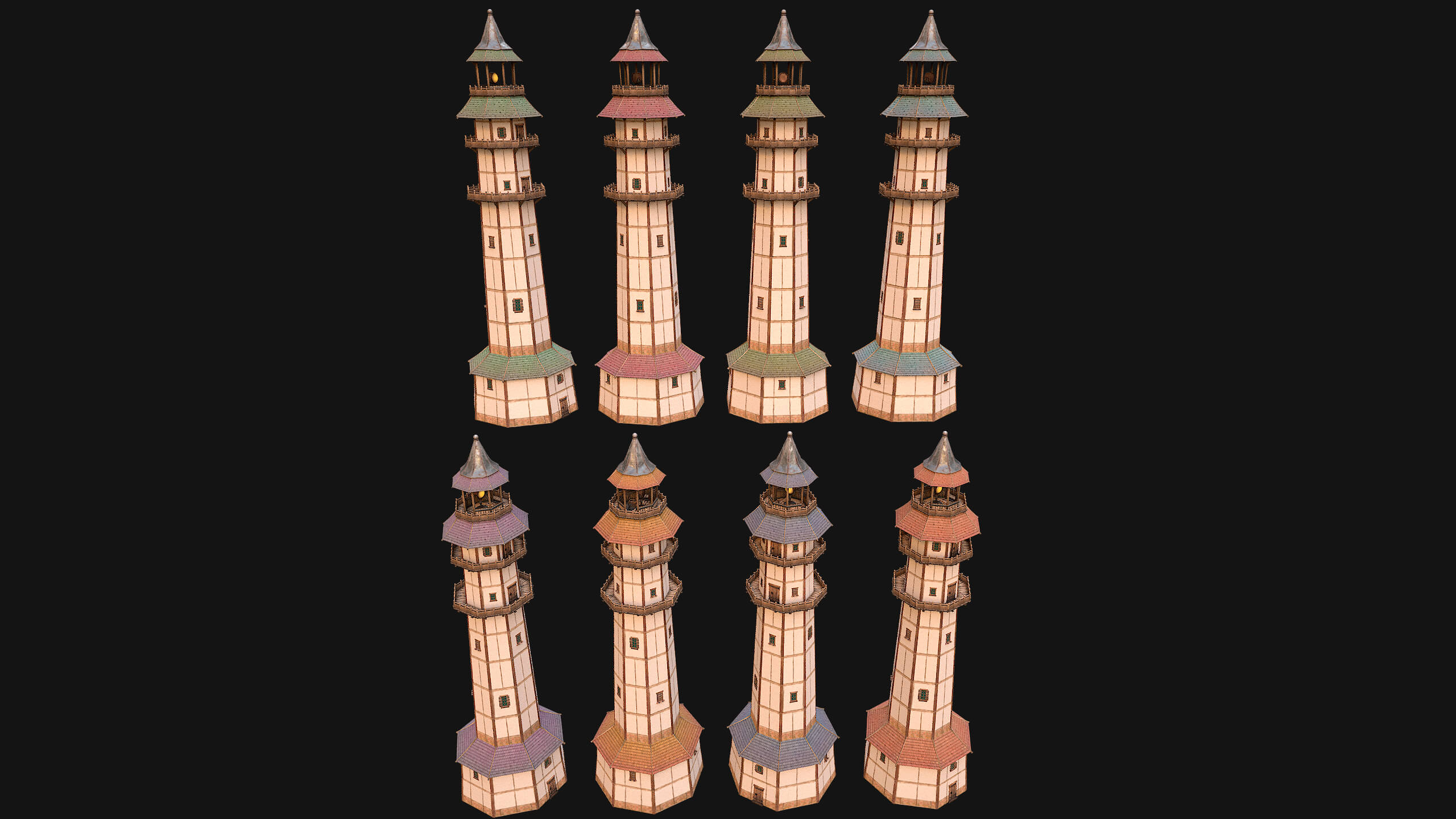 Medieval Lighthouse Tower With Interior - 3D Model by Dereza