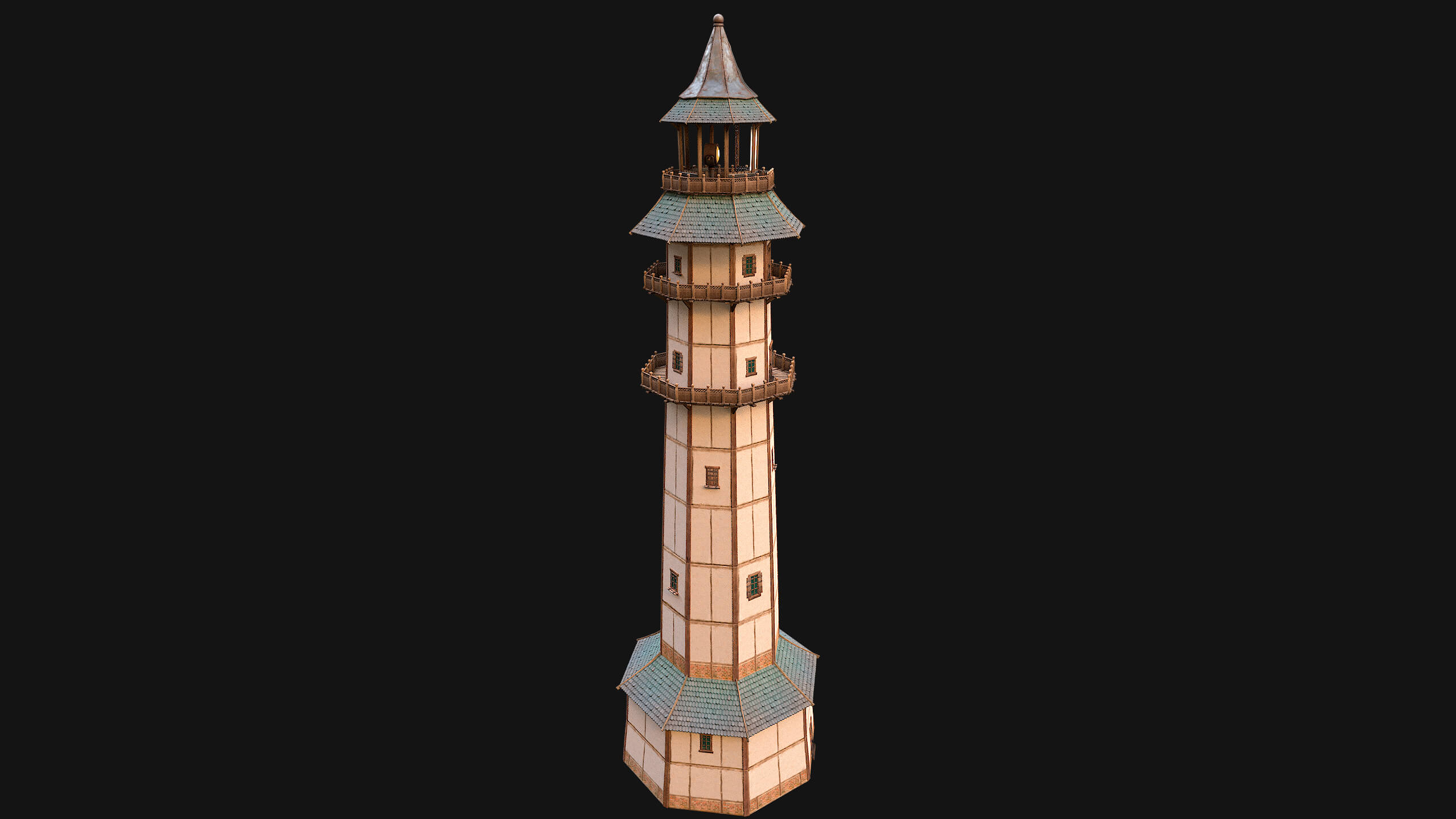 Medieval Lighthouse Tower With Interior - 3D Model by Dereza