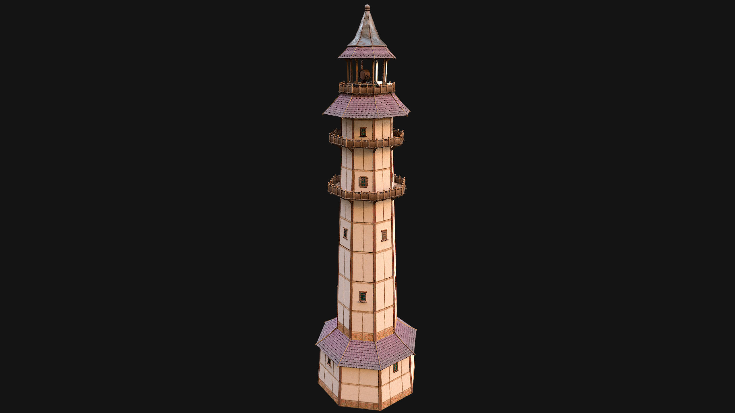 Medieval Lighthouse Tower With Interior - 3D Model by Dereza