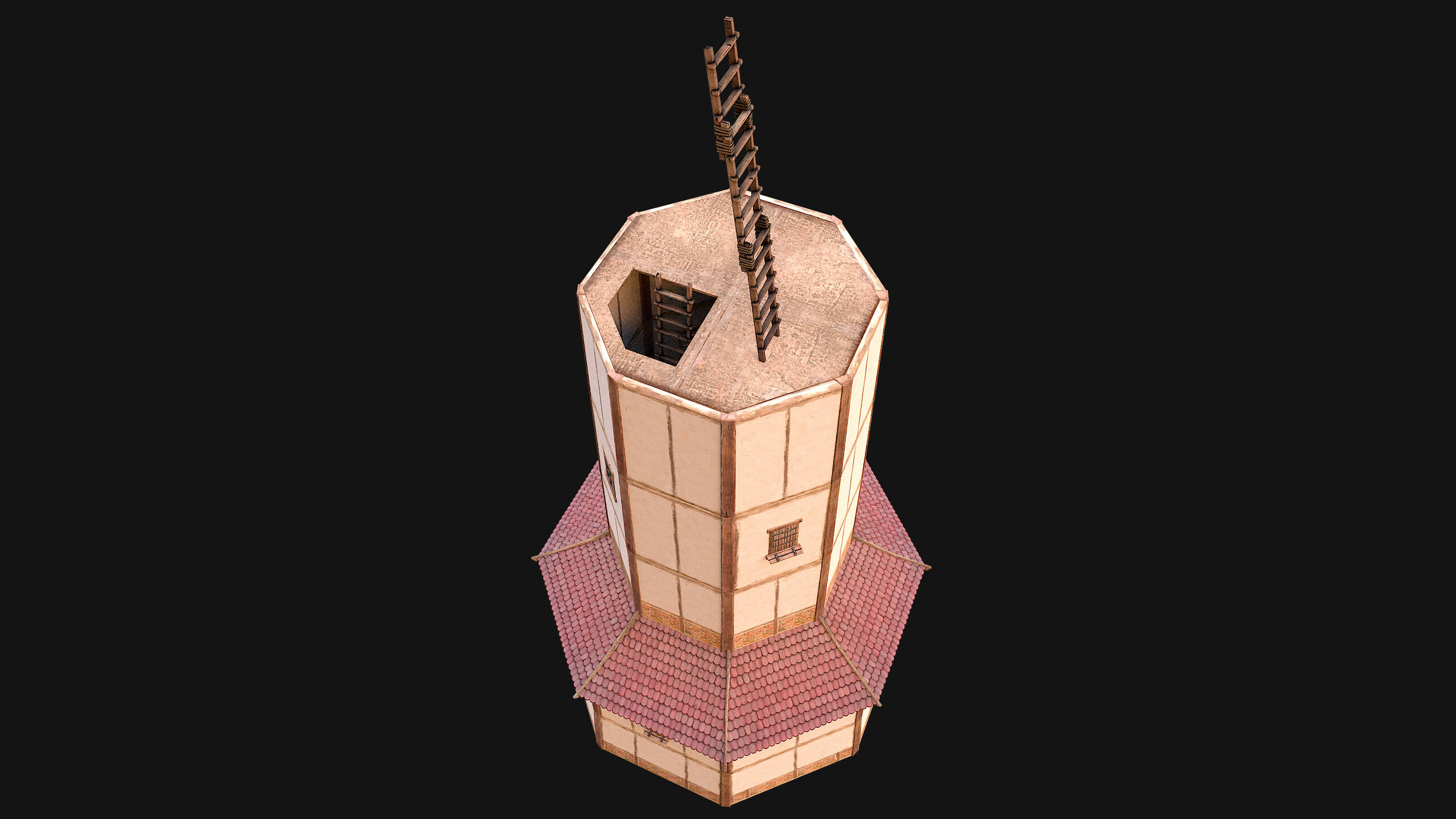 Medieval Lighthouse Tower With Interior - 3D Model by Dereza