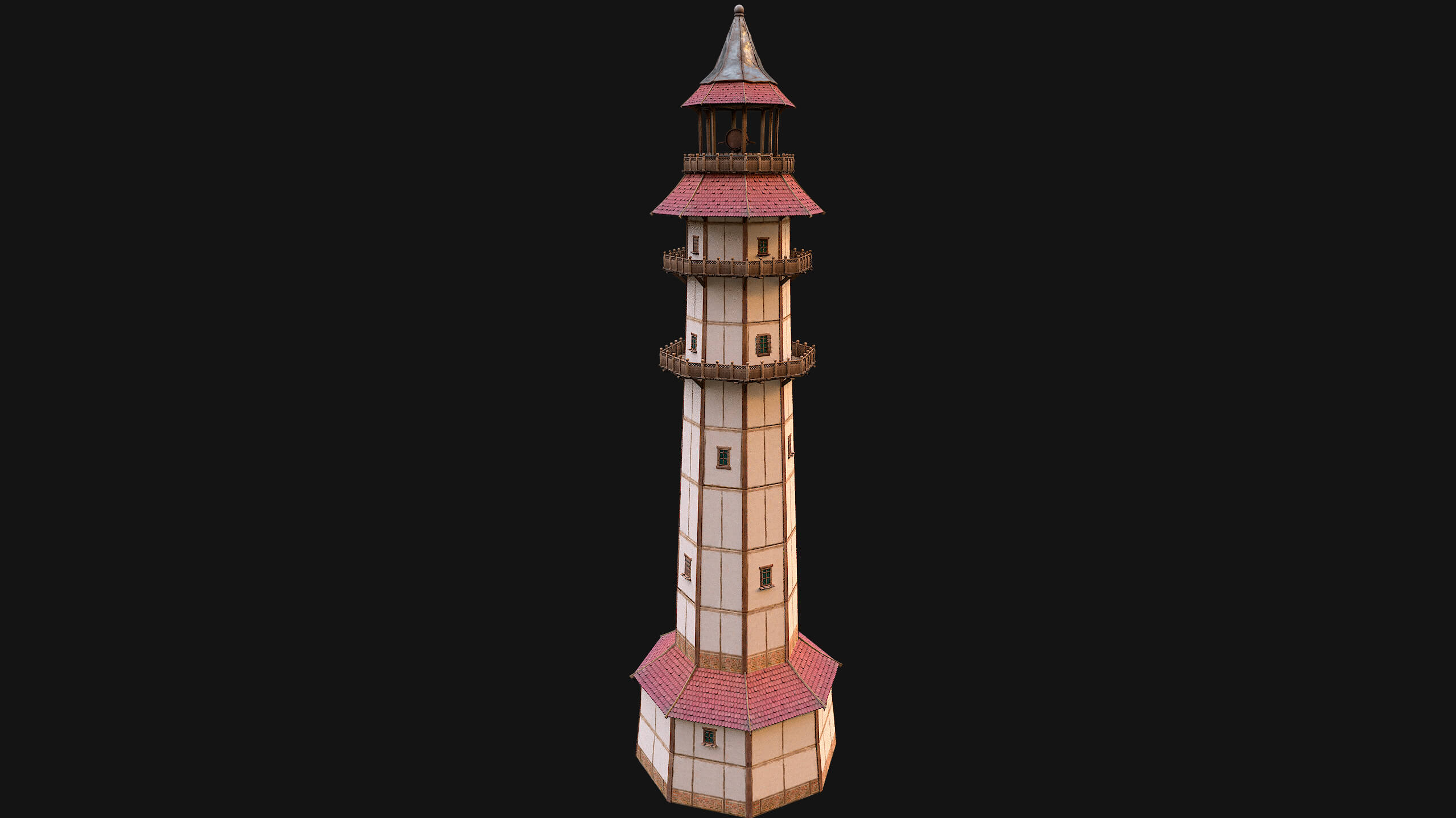 Medieval Lighthouse Tower With Interior - 3D Model by Dereza