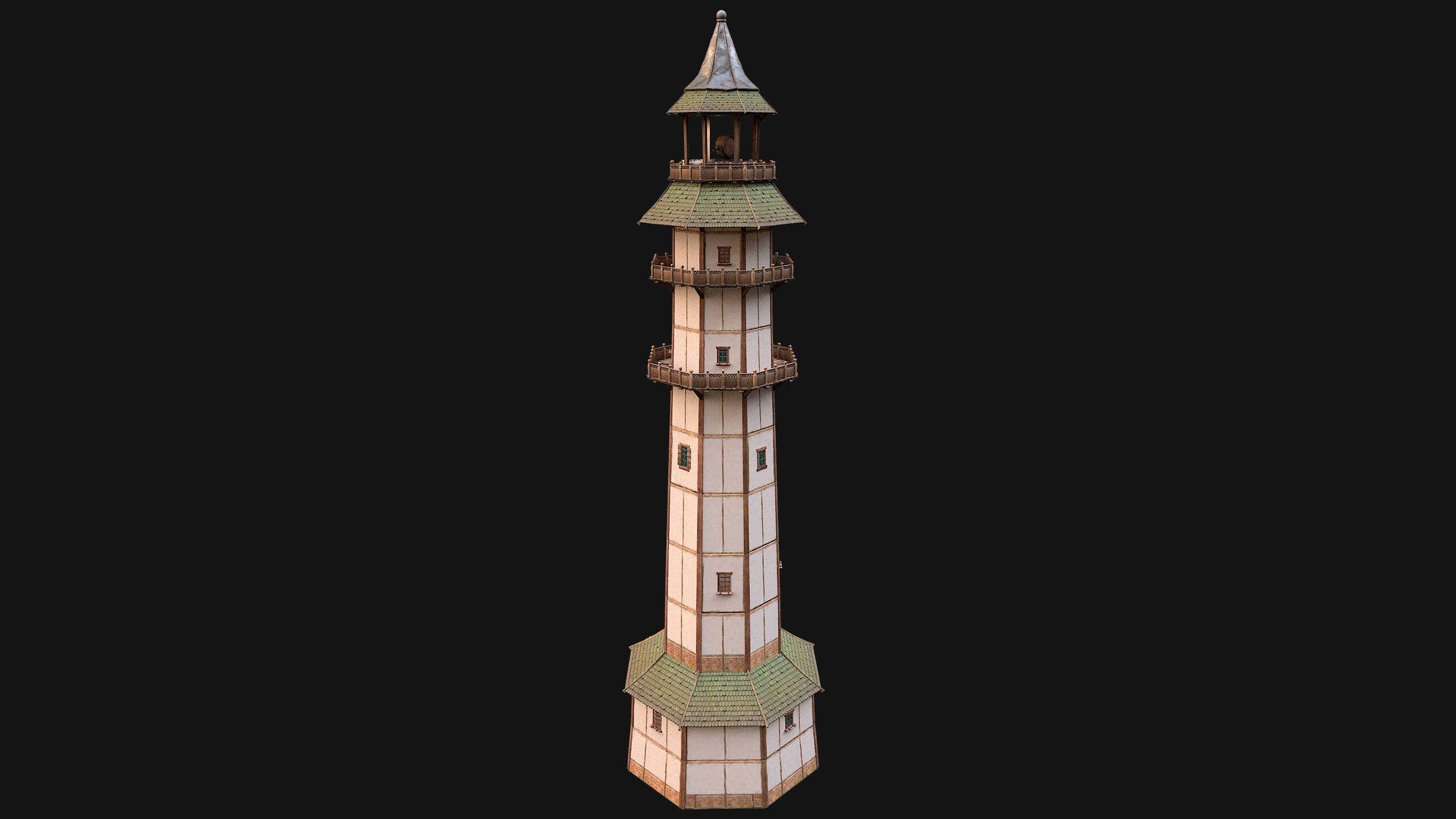 Medieval Lighthouse Tower With Interior - 3D Model by Dereza