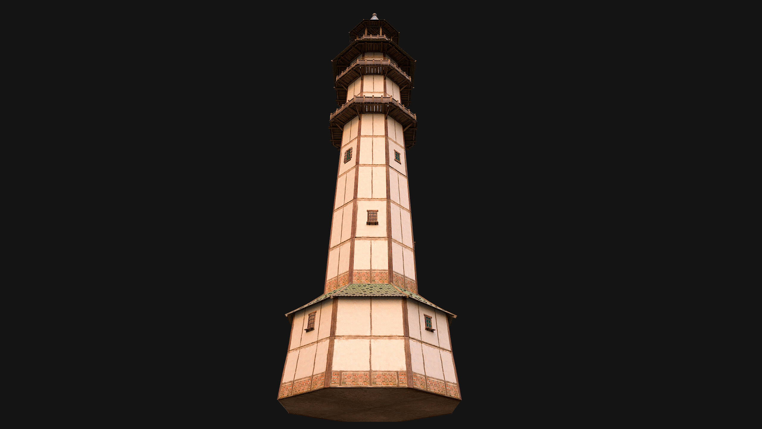 Medieval Lighthouse Tower With Interior - 3D Model by Dereza