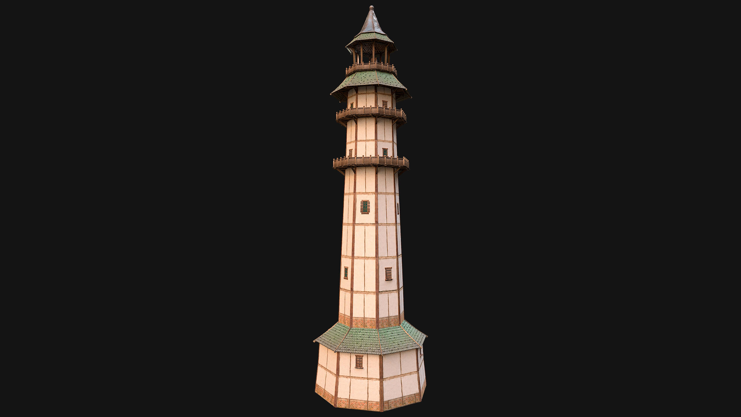 Medieval Lighthouse Tower With Interior - 3D Model by Dereza