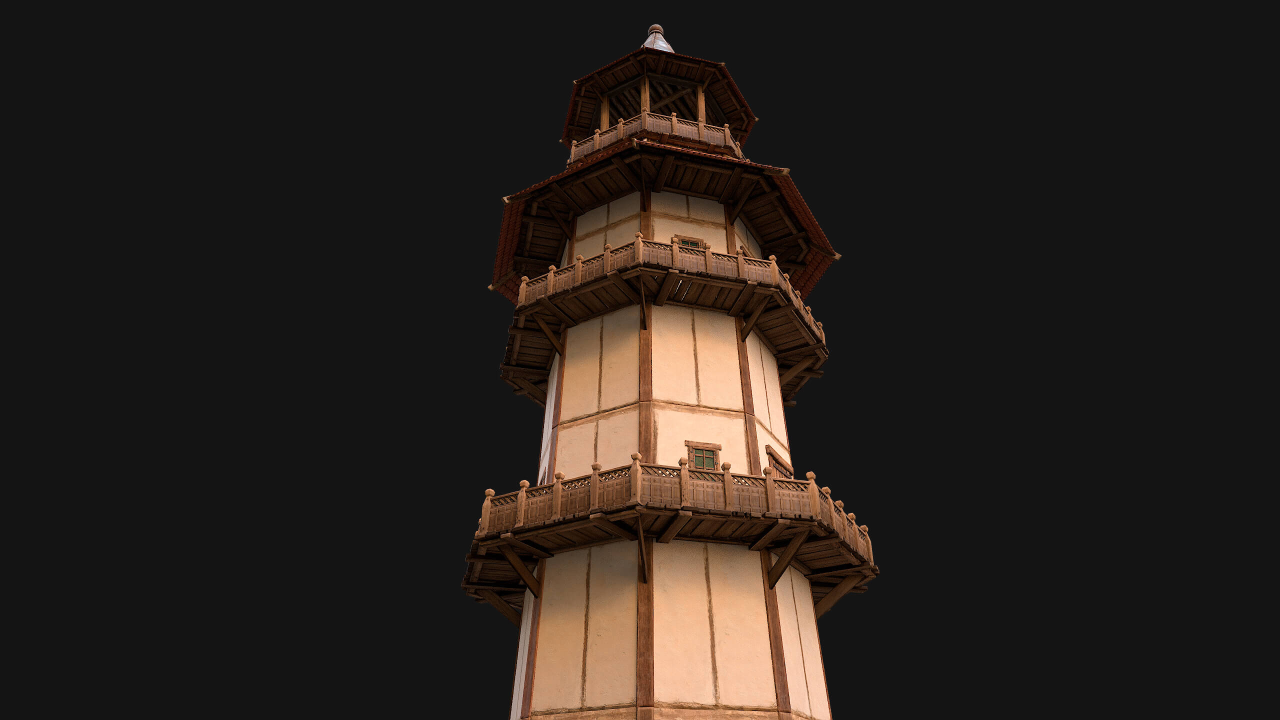 Medieval Lighthouse Tower With Interior - 3D Model by Dereza