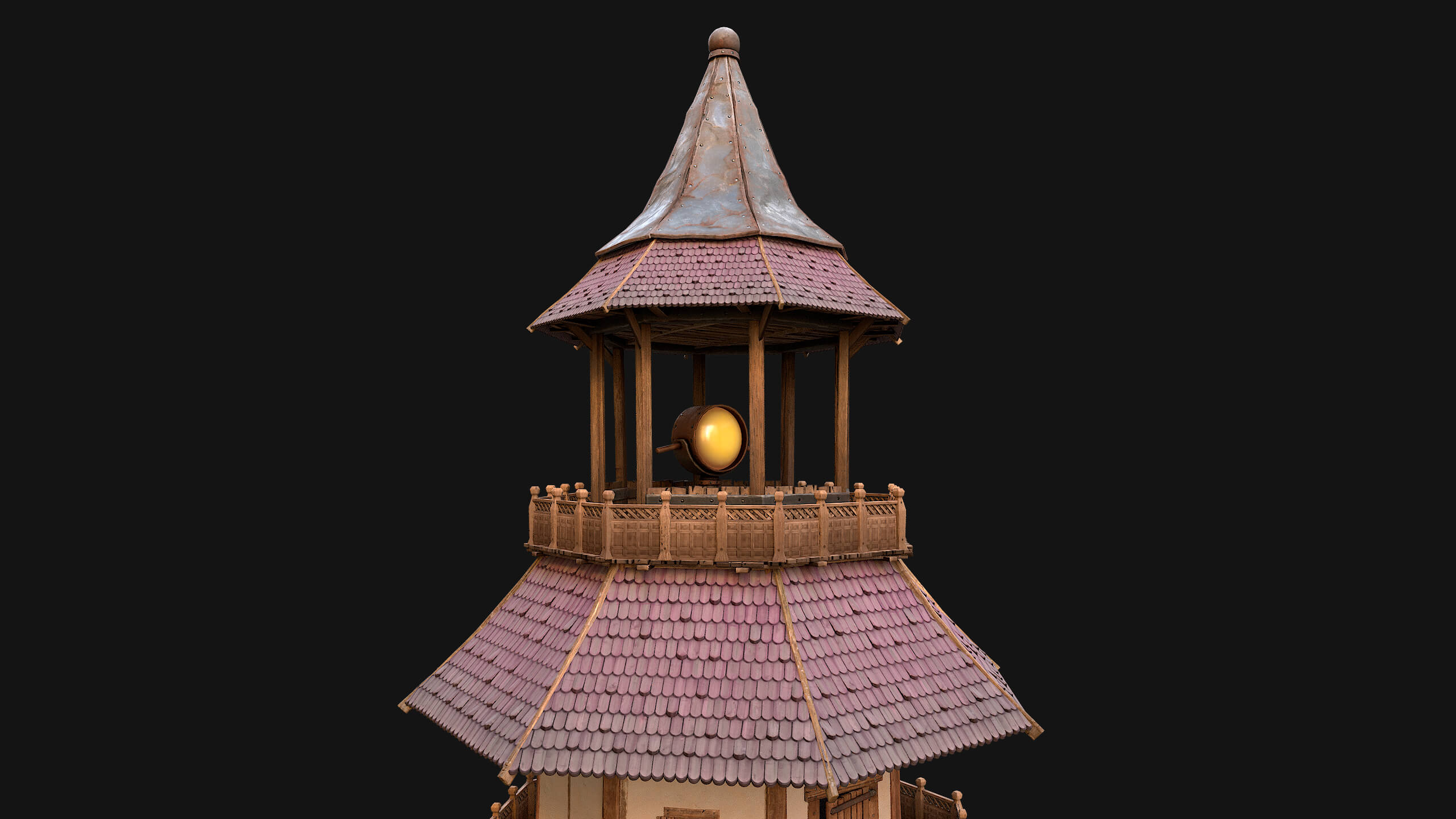 Medieval Lighthouse Tower With Interior - 3D Model by Dereza