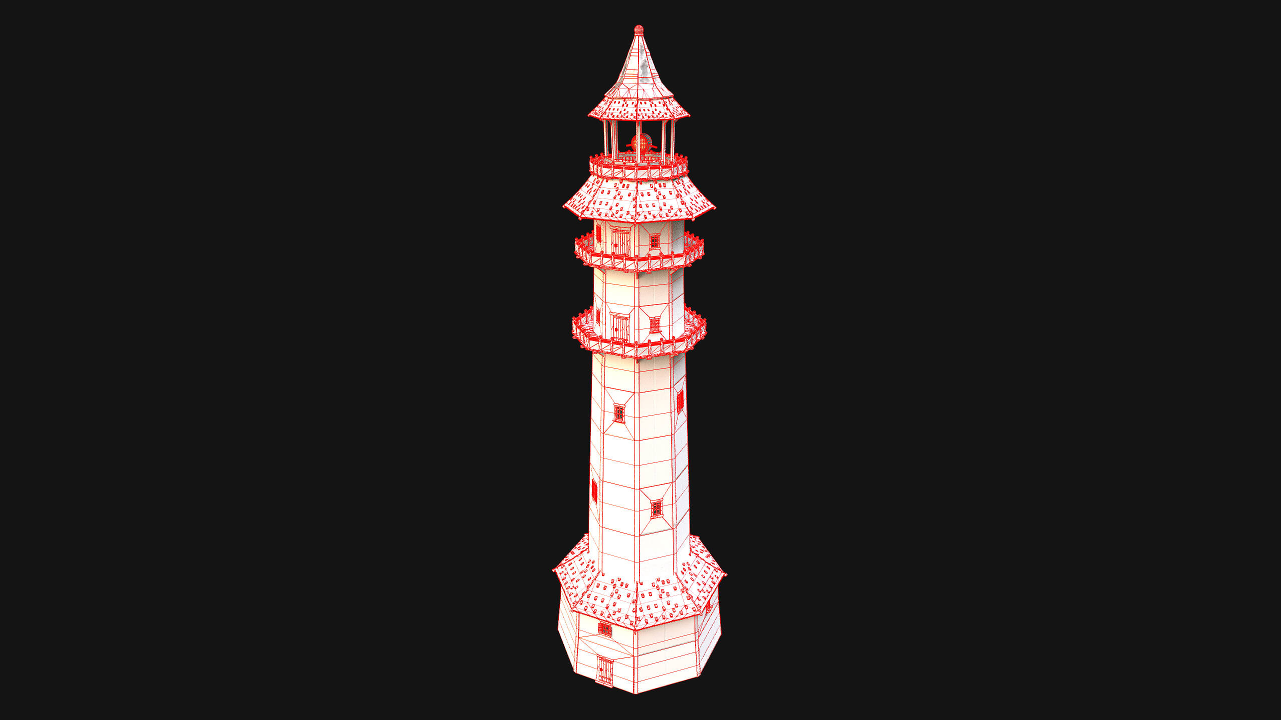 Medieval Lighthouse Tower With Interior - 3D Model by Dereza